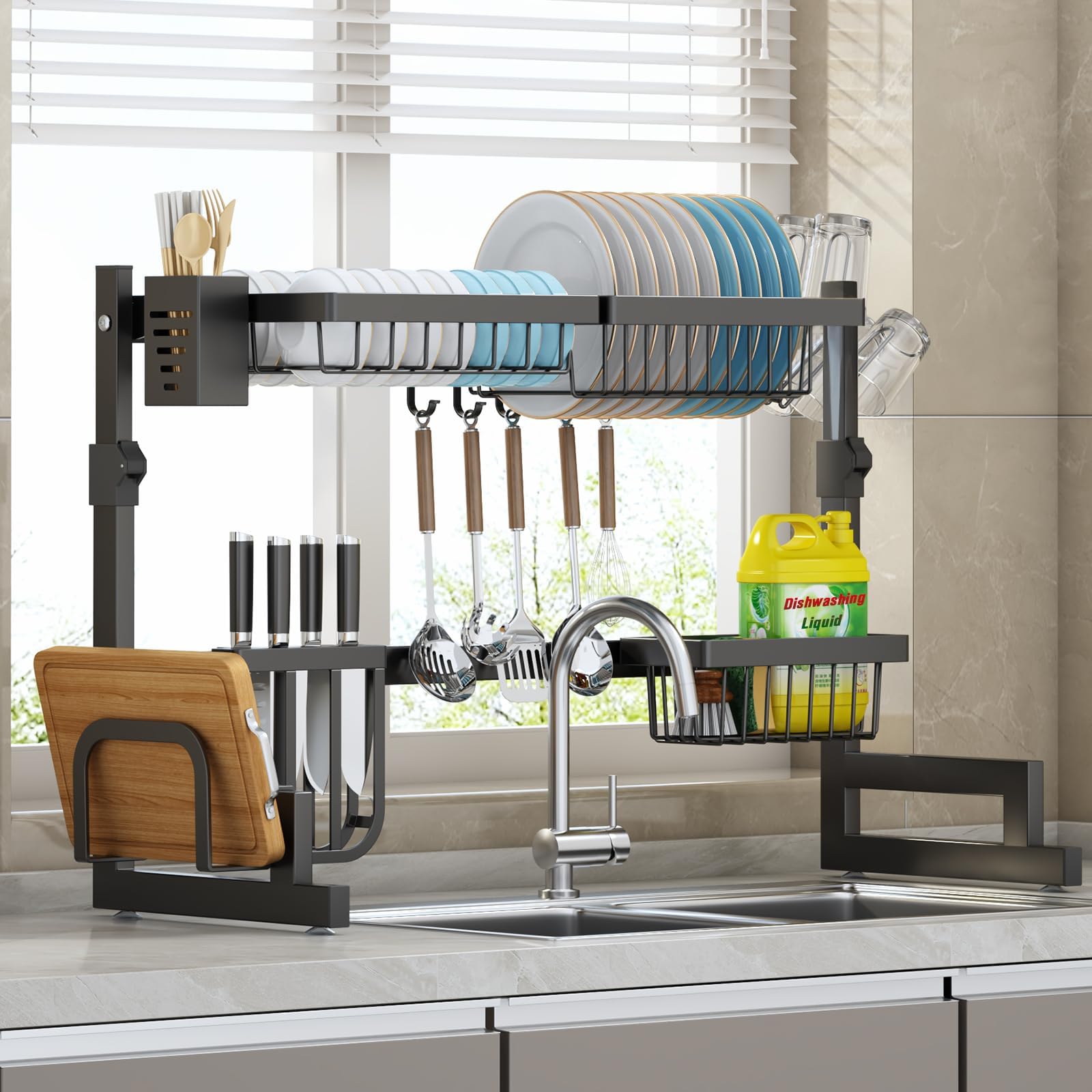 Amazon.com - TOPEMAI Over The Sink Dish Drainer Drying Rack - 2 Tier ...