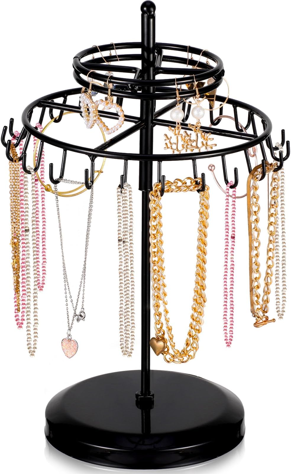Amazon.com: Marsui 12.2 Inch Metal Rotating Necklace Holder, Black 2 ...