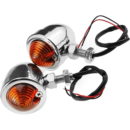 2Pcs Mini Motorcycle Turn Signal Indicators Metal Chrome Bulb Indicator ...