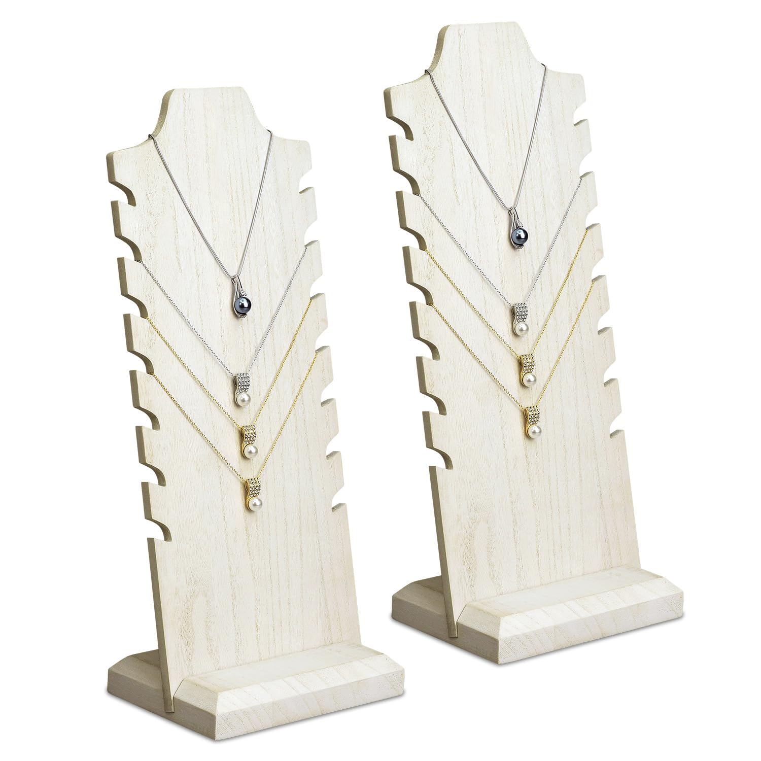 Amazon.com: MOOCA 2 Pcs Lightweight Wooden Necklace Display Stand ...