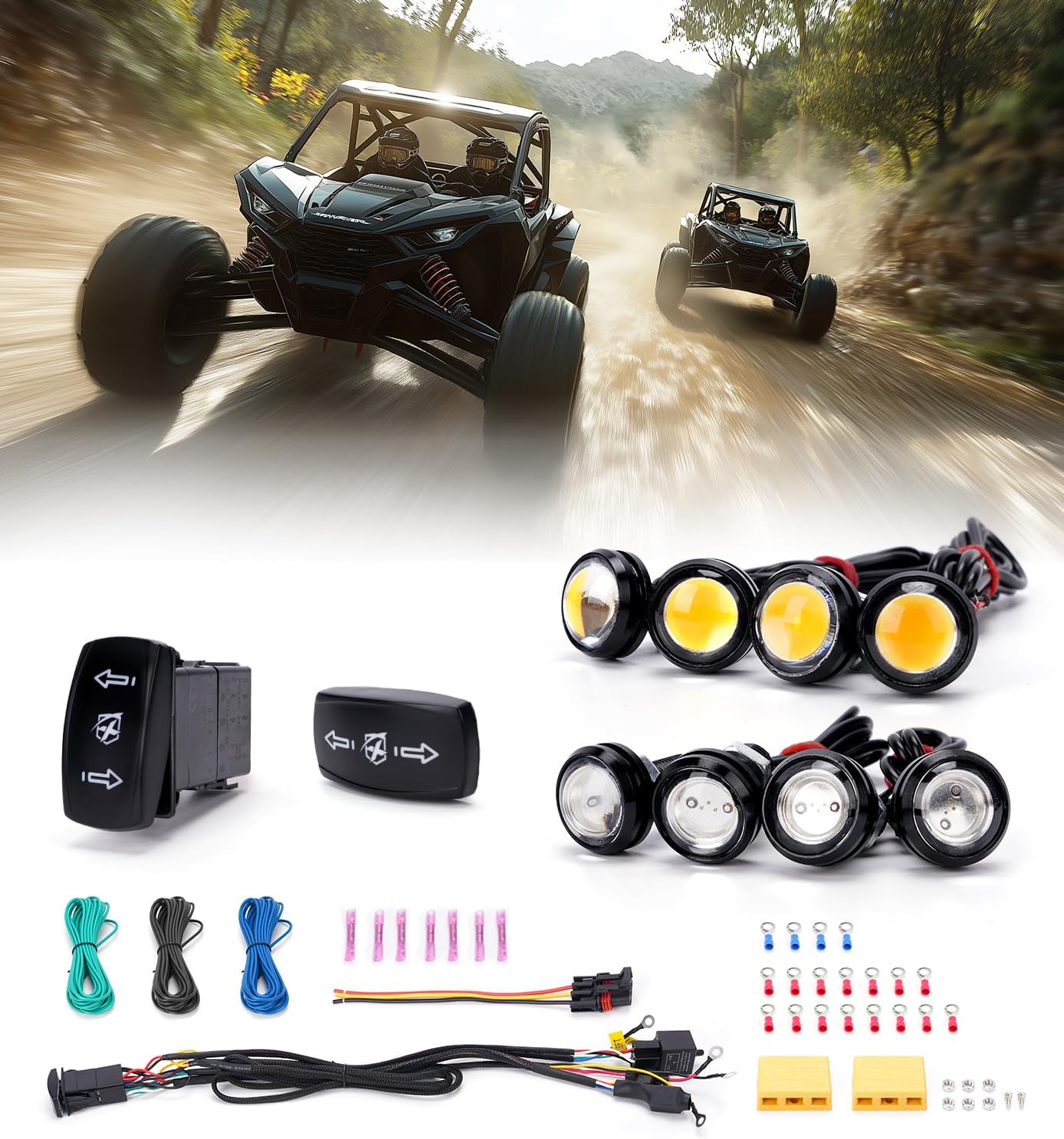Amazon.com: UTV Turn Signal Kit Pre-Wired, Plug and Play UTV ATV ...