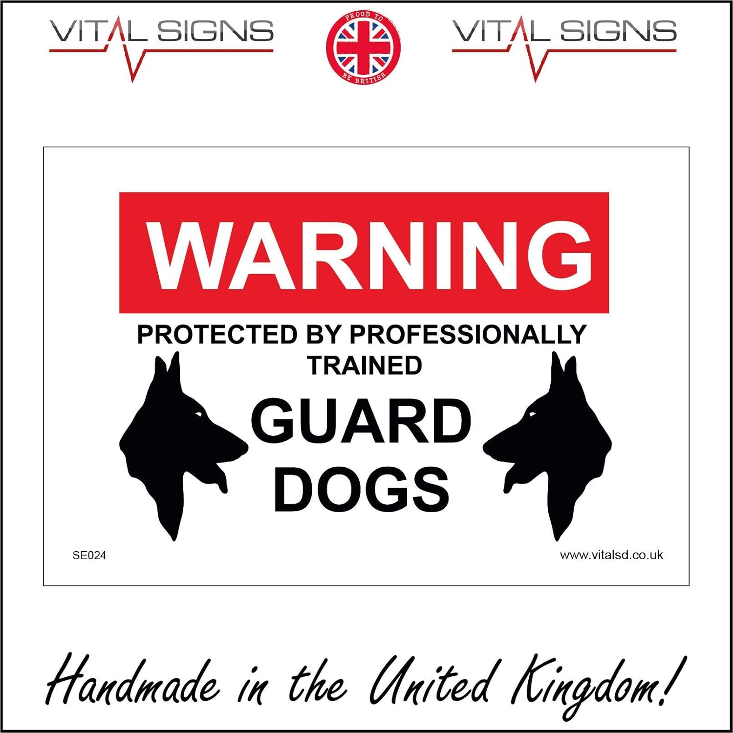 SE024 Warning Protected by Professionally Trained Guard Dogs Sign Land ...