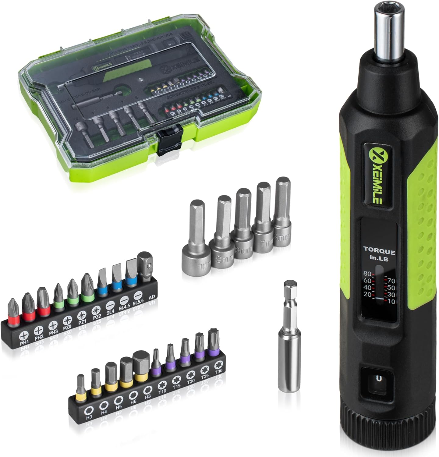 Amazon.com: XEIMILE 27Pcs Torque Screwdriver, 10-80In-lb Wrench Driver ...