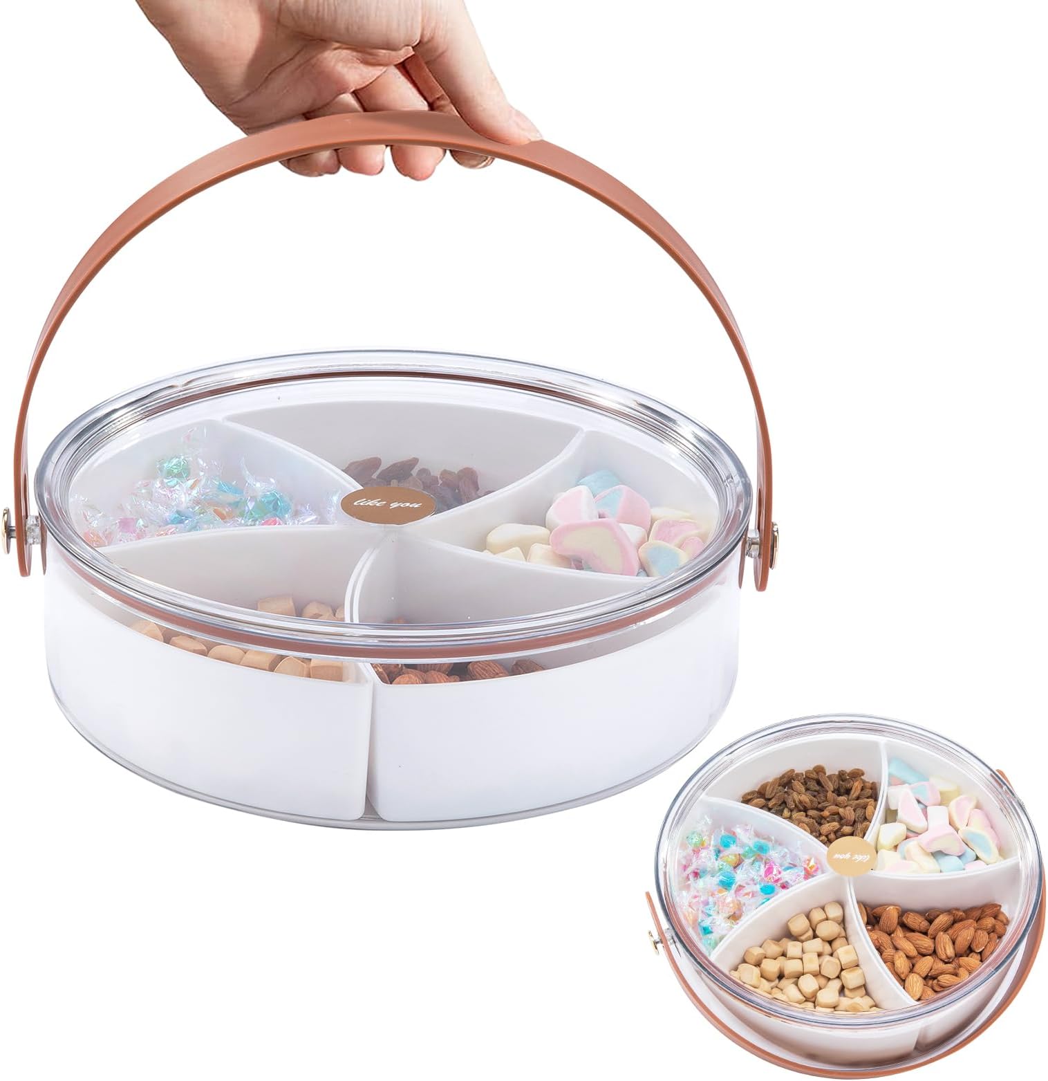 Amazon.com: CINPIUK Divided Serving Tray with Lid & Handle, Snack Tray ...