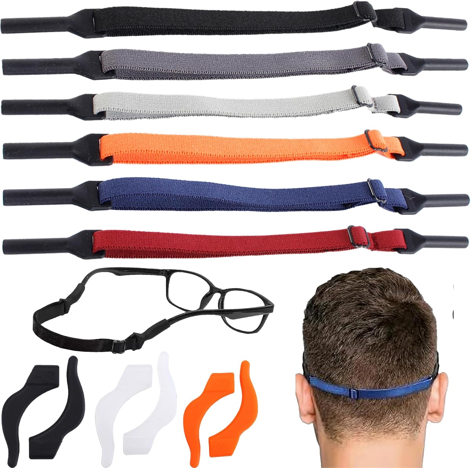 6 PCS Adjustable Sport Eyeglasses Strap, Sunglasses String Cord，Glasses ...