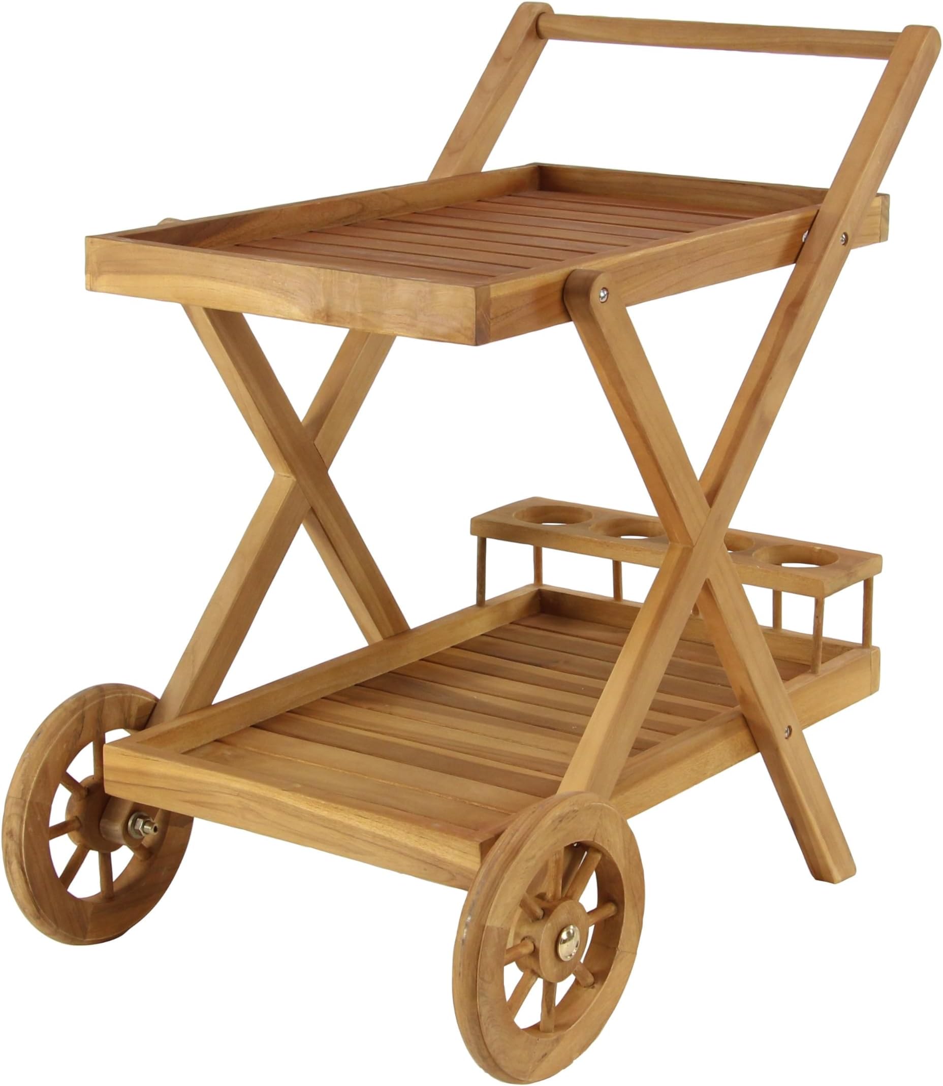 Amazon.com: Statra Natural Wheeled Serving Cart Wine Rack Rolling ...