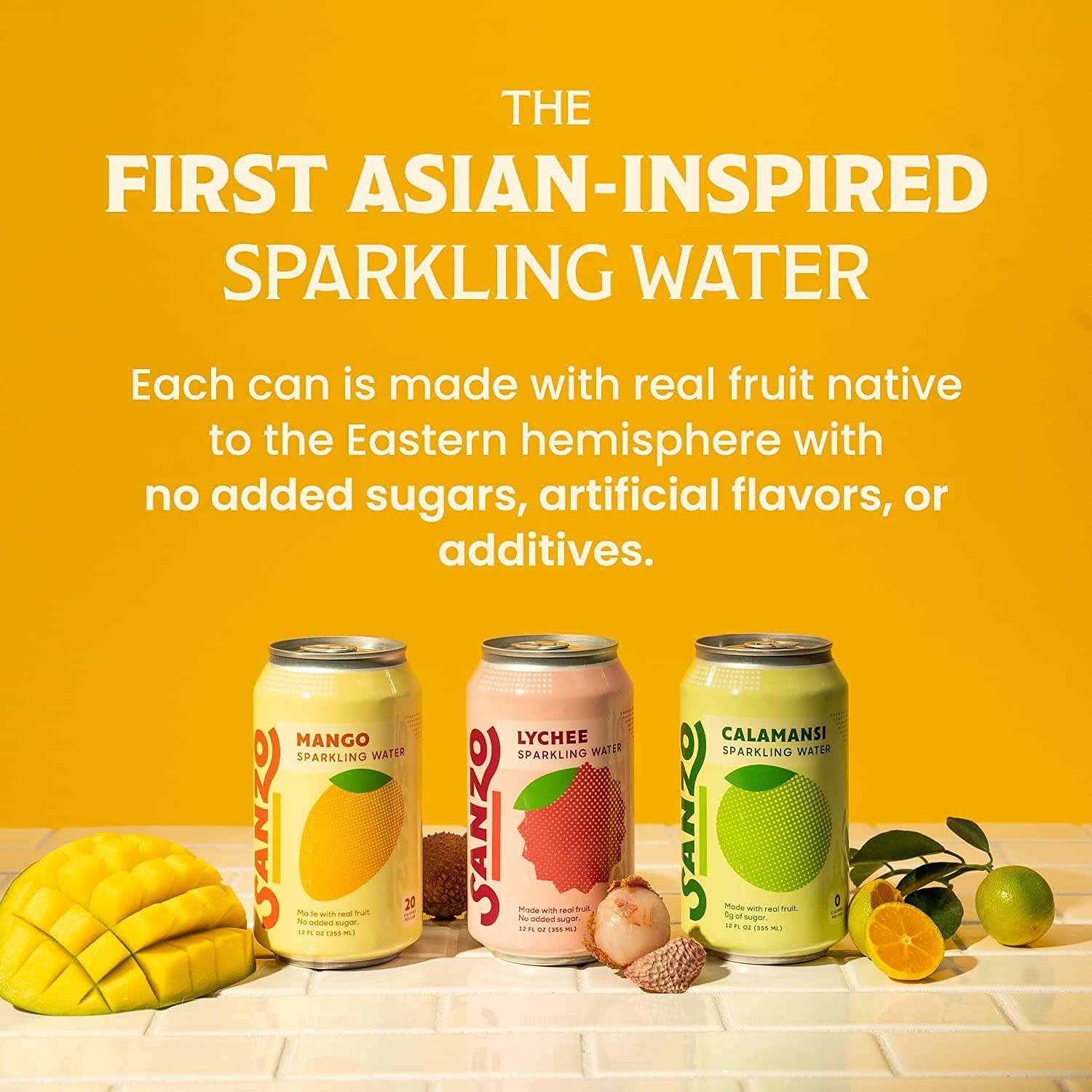 Sanzo Flavored Sparkling Water - Mango (Alphonso), 12-Pack - Made with ...