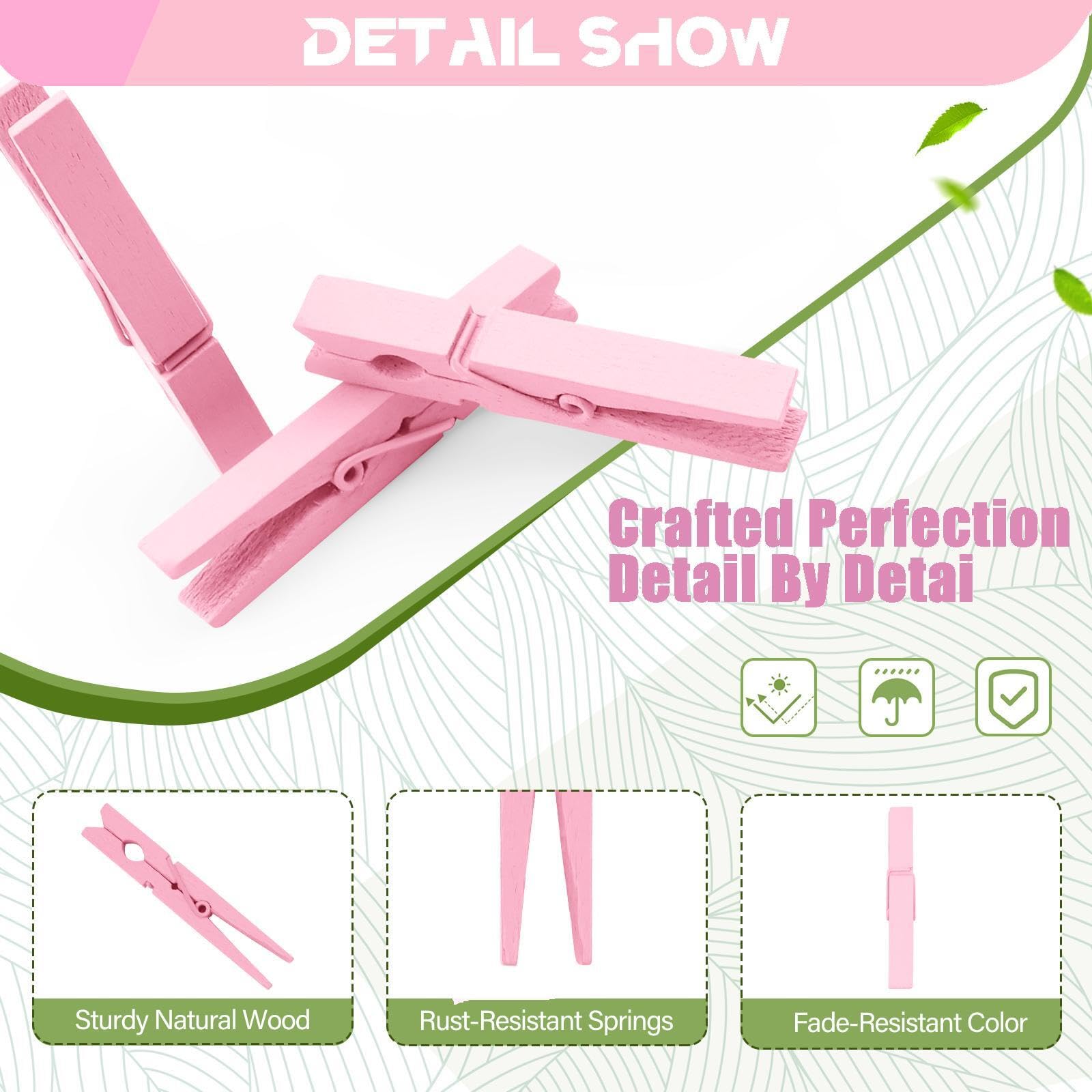Snapklik.com : Pink Clothes Pins Wooden 100 Pack
