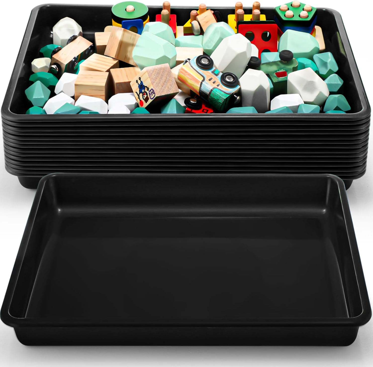 Amazon.com: Maitys 15 Pcs Flat Plastic Trays 16.1 x 11.8'' Sensory ...