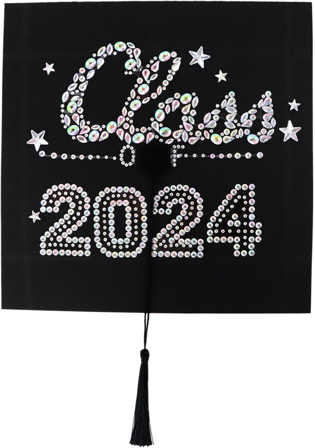 Amazon.com: Iridescent Silver 2024 Graduation Cap Bling Stickers by ...
