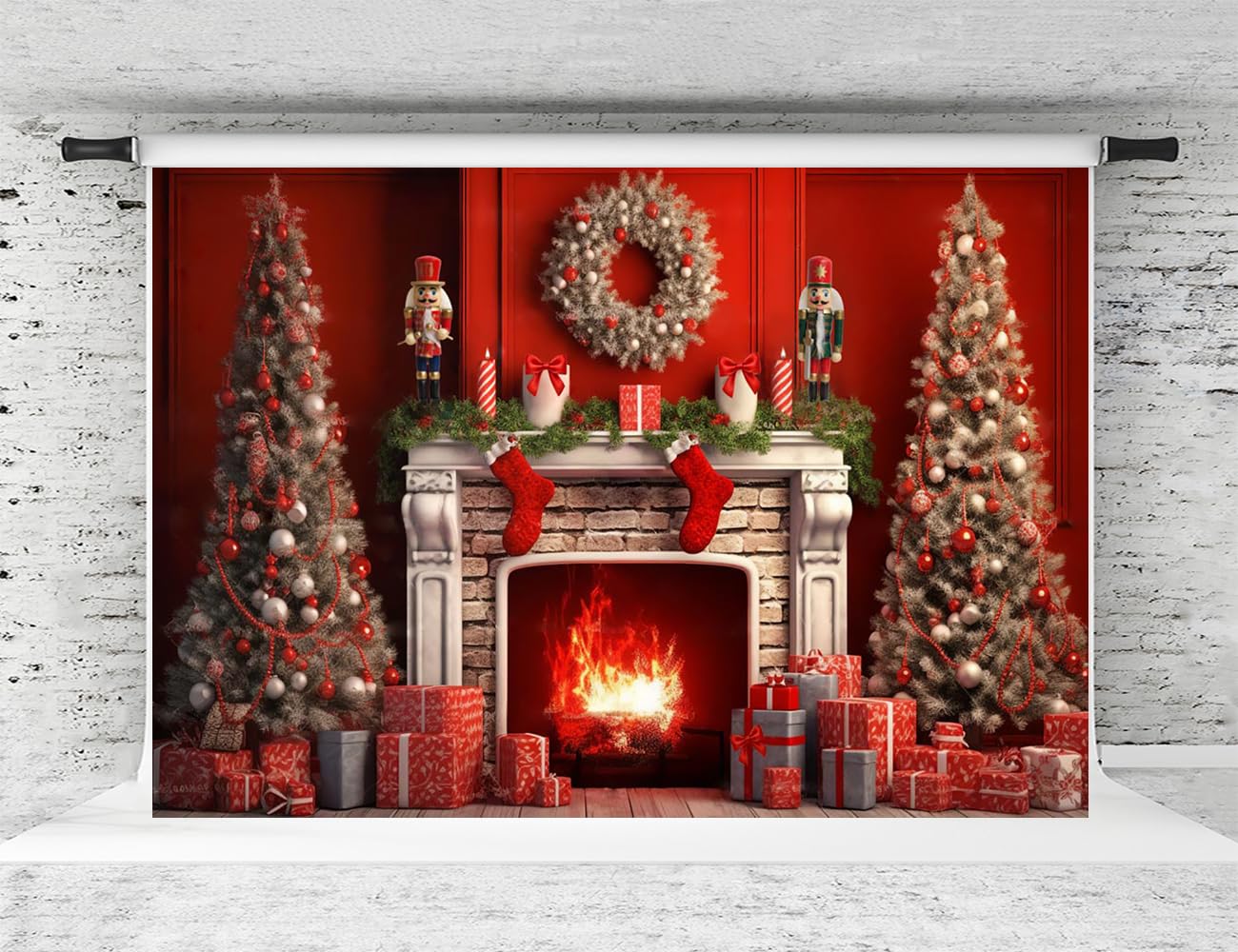 Christmas Tree And Fireplace Background
