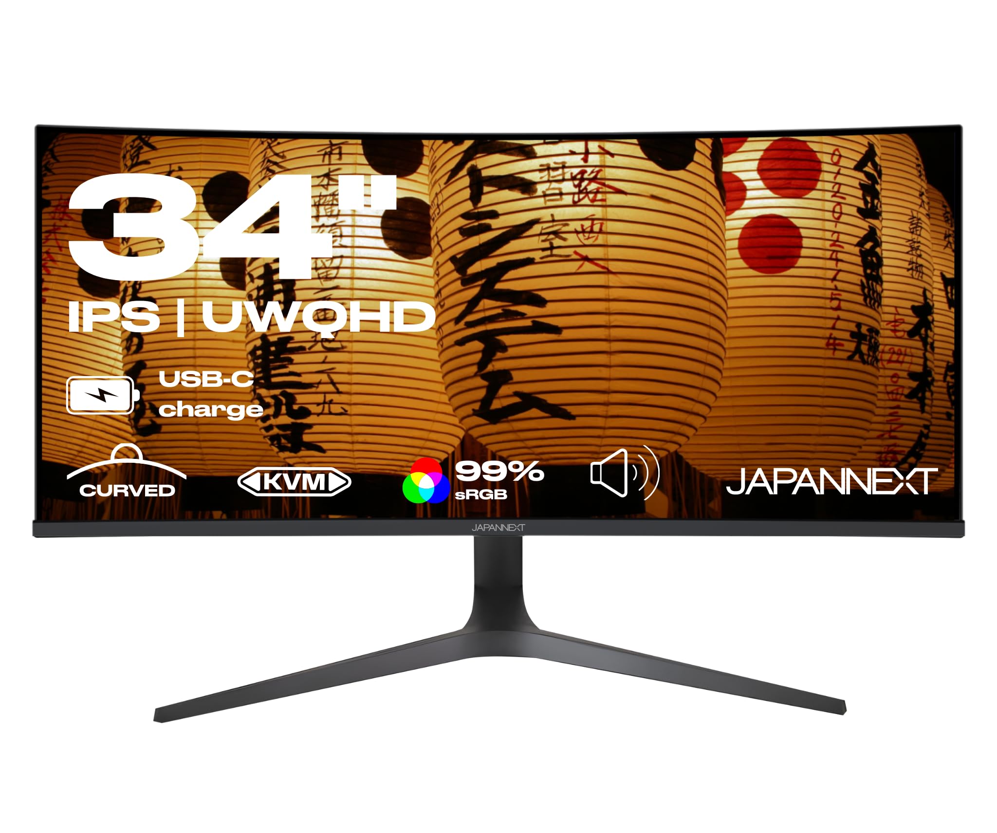 JAPANNEXT Curved Monitor Ultrawide 34" IPS UWQHD | HDR & KVM Power ...