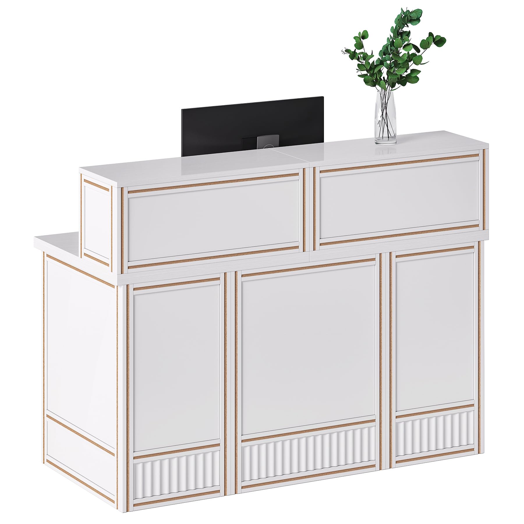 Amazon.com: LITTLE TREE 57-Inch Reception Desk with Counter, Boho Style ...