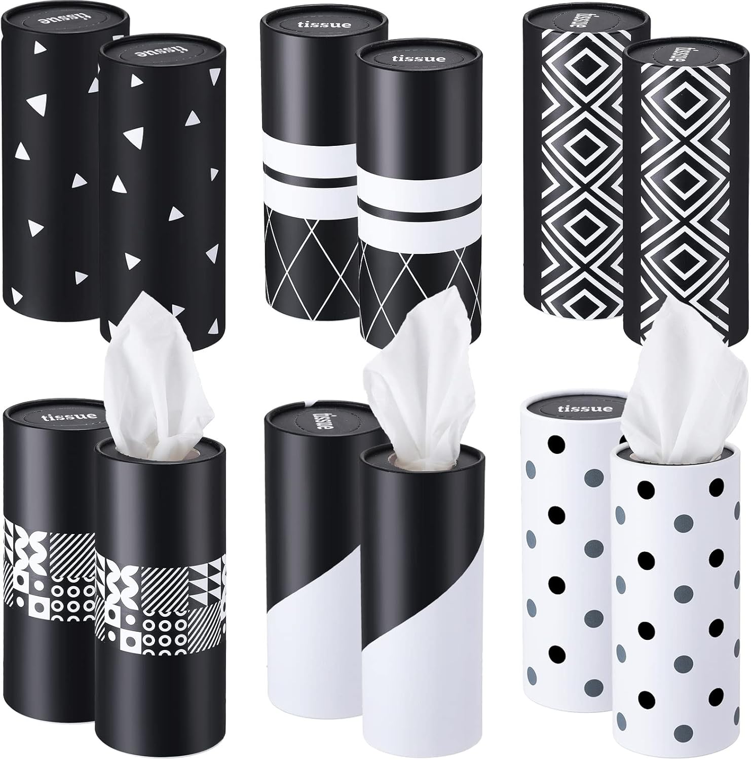 Amazon.com: Outus 12 Pcs Car Tissues Cylinder Holder with 3 Ply Facial ...