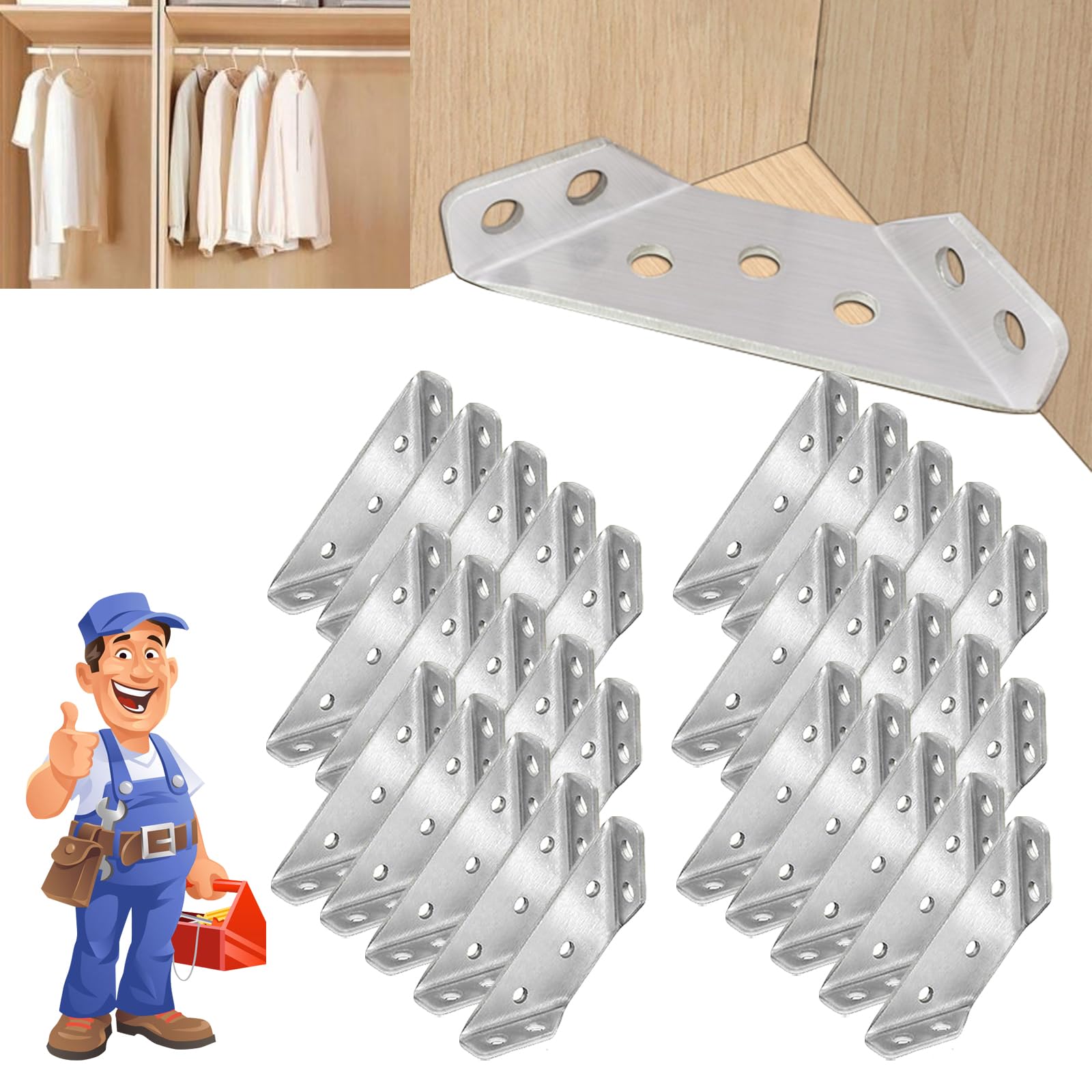 Amazon.com: 30PCs Universal Stainless Steel Furniture Corner Connector ...