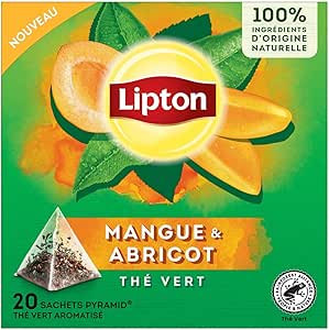 Lipton, Thé Vert, Thé Vert Aromatisé, Infusion à Froid ou Chaud, Goût ...