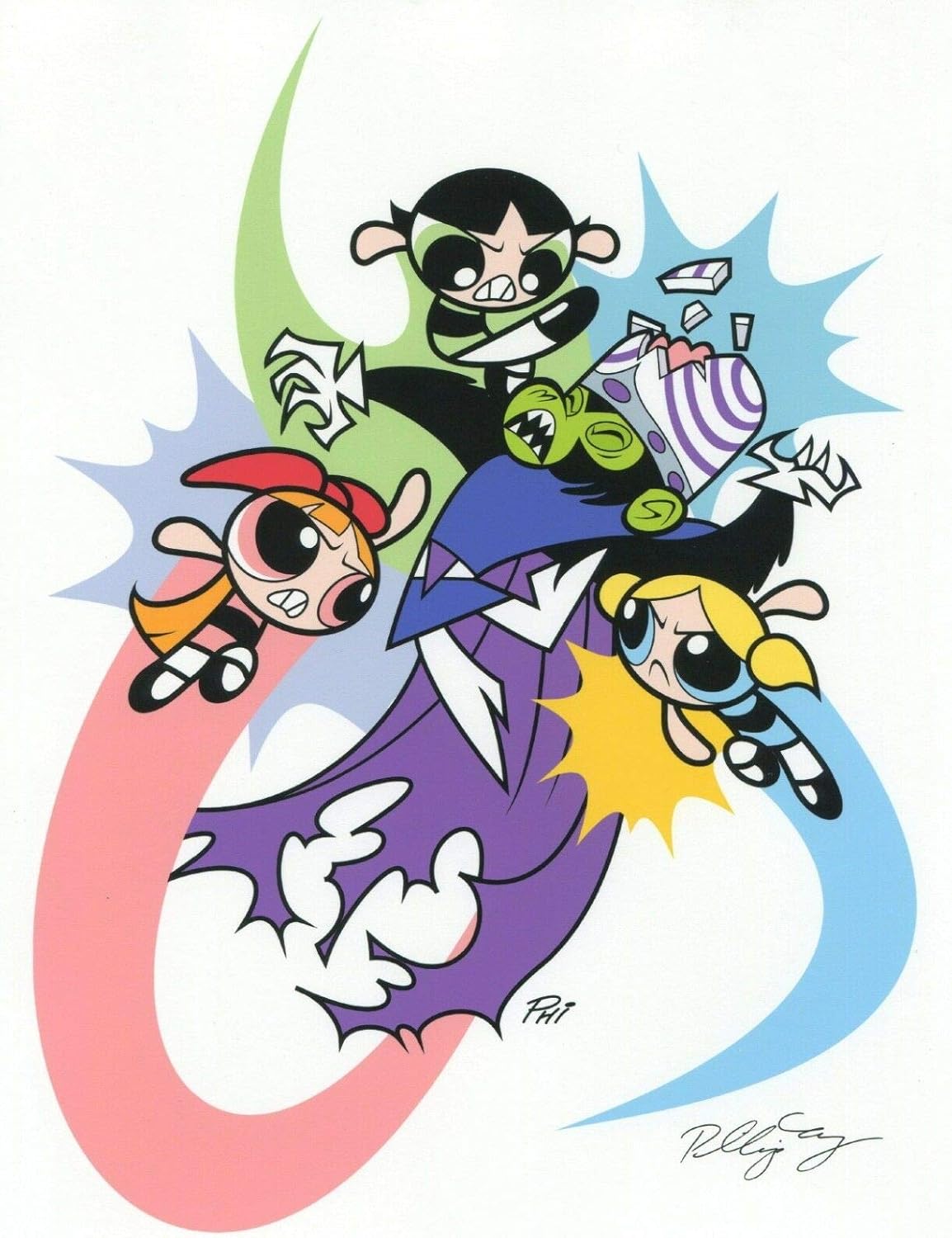 Amazon.co.jp: Powerpuff Girls Beating Up Mojo Jojo Autograph Signed 8 ...