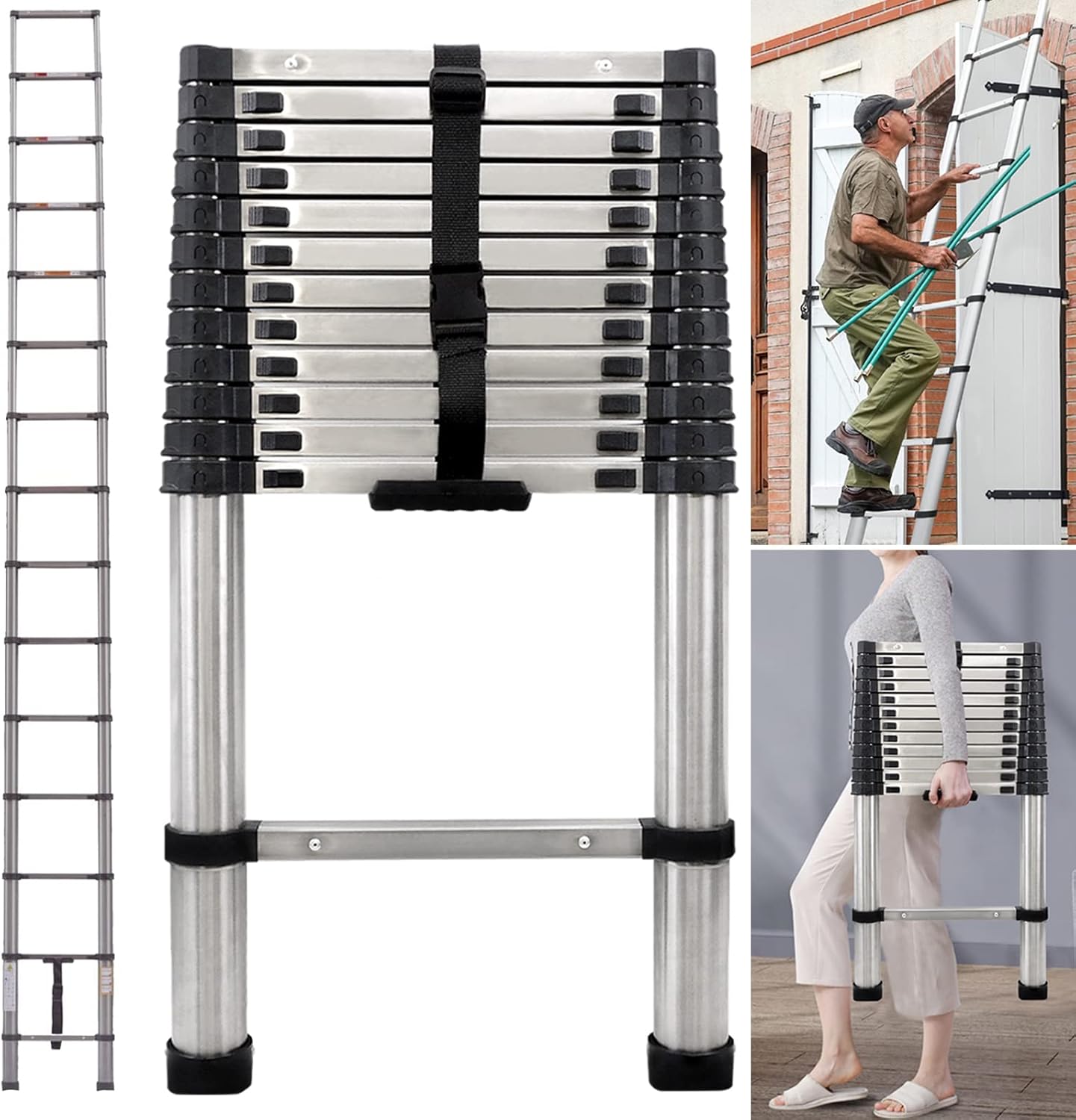 Attic Ladders Compact 3.8M 12.5FT Telescopic Ladder Telescoping Loft ...