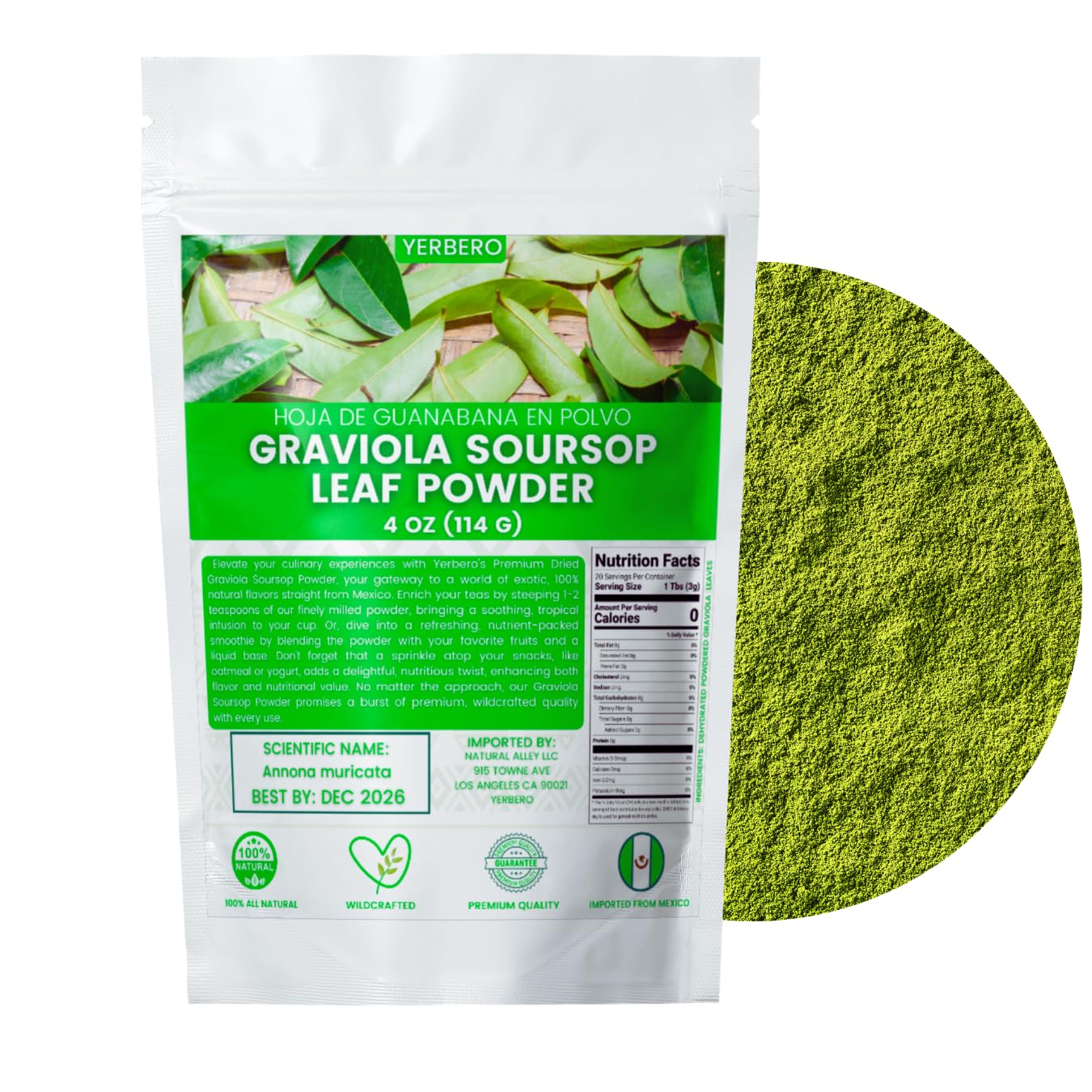 Amazon.com : Yerbero - Whole Premium Dried Graviola Soursop Powder 4oz ...