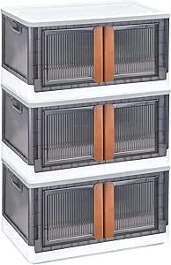 LINYAPRY 3 Packs Storage Bins with Lids, 19 Gal Stackable Closet ...