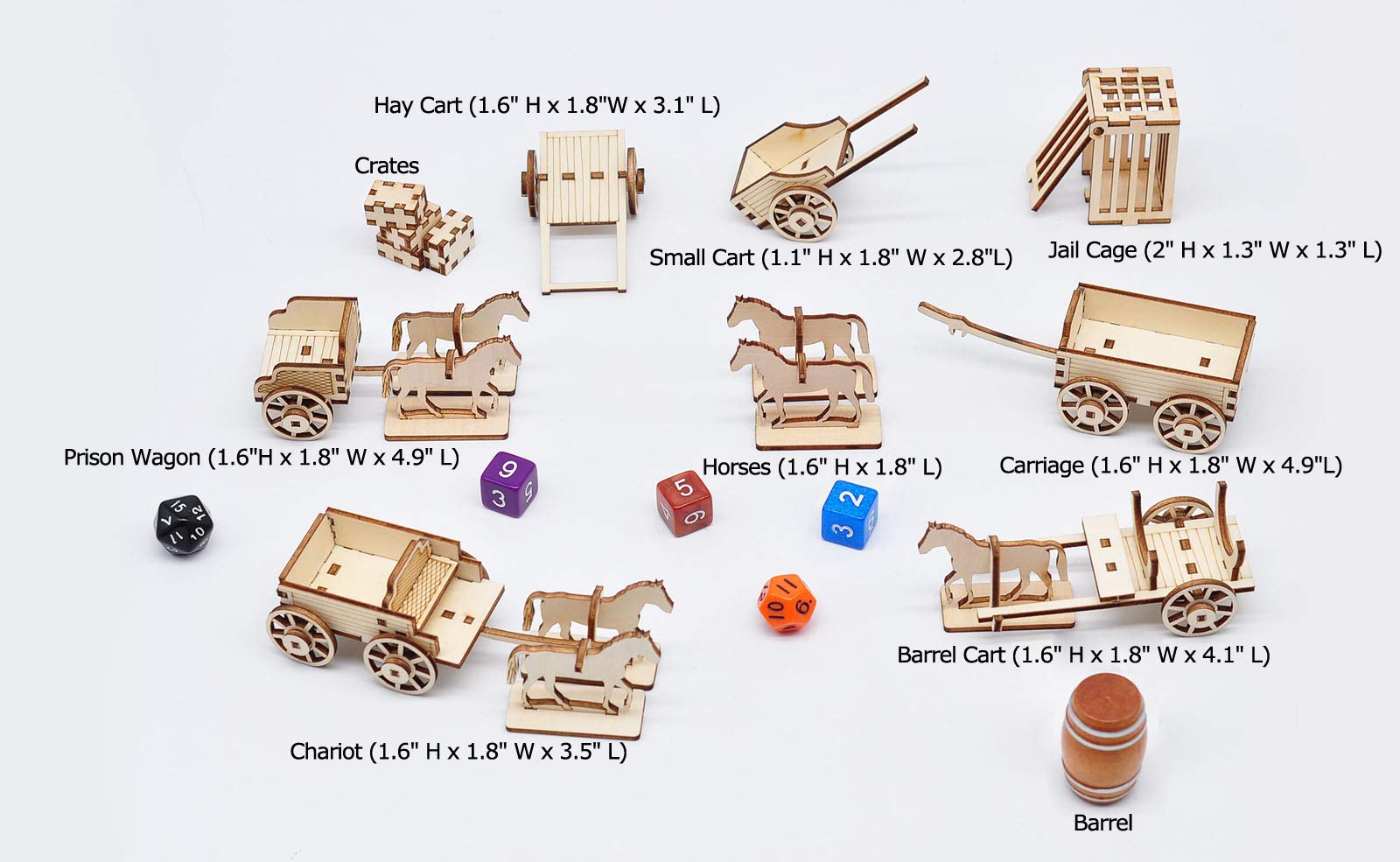 Buy DND Carts and Wagons Miniatures Set with Horse, Crate, Barrel and ...