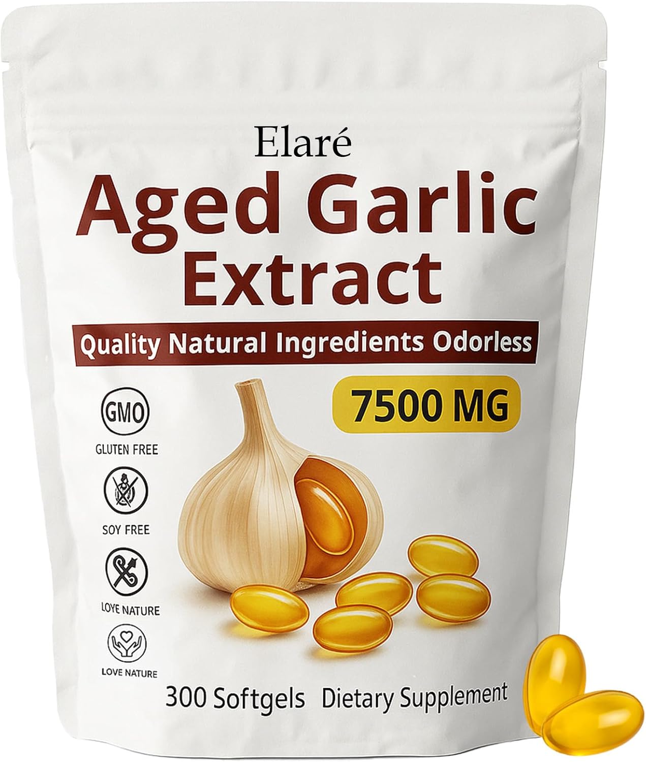 Amazon.com: YLOTRE Elare Aged Garlic Extract, 7500mg Organic Garlic ...
