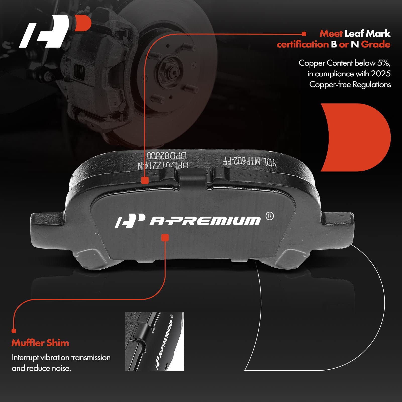 A-Premium 11.33 inch (287.8mm) Rear Solid Disc Brake Rotors + Ceramic ...