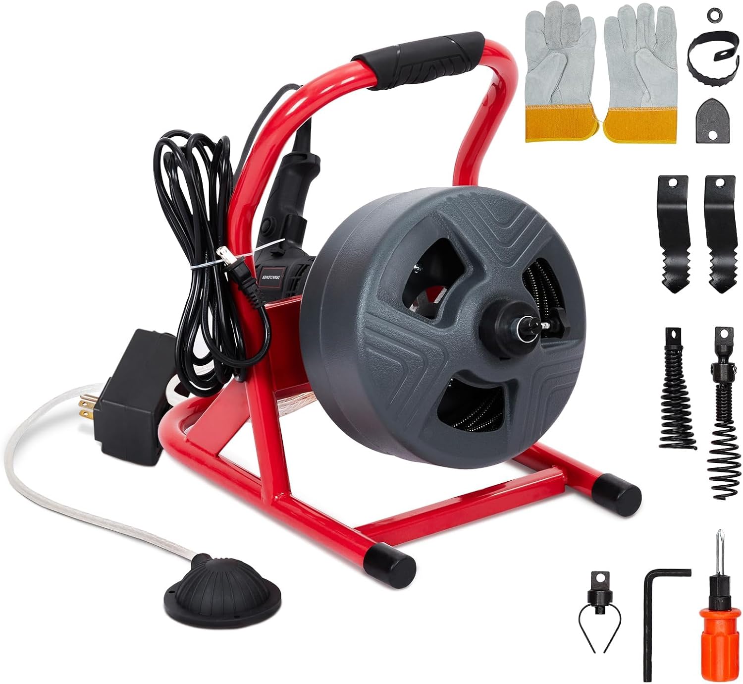 Garvee Drain Auger Machine 50 ft X 5/16 in, Automatic Electric Drain ...