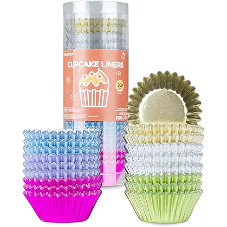 Amazon.com: Gifbera Pink Foil Cupcake Liners Mini Size Muffin Baking ...