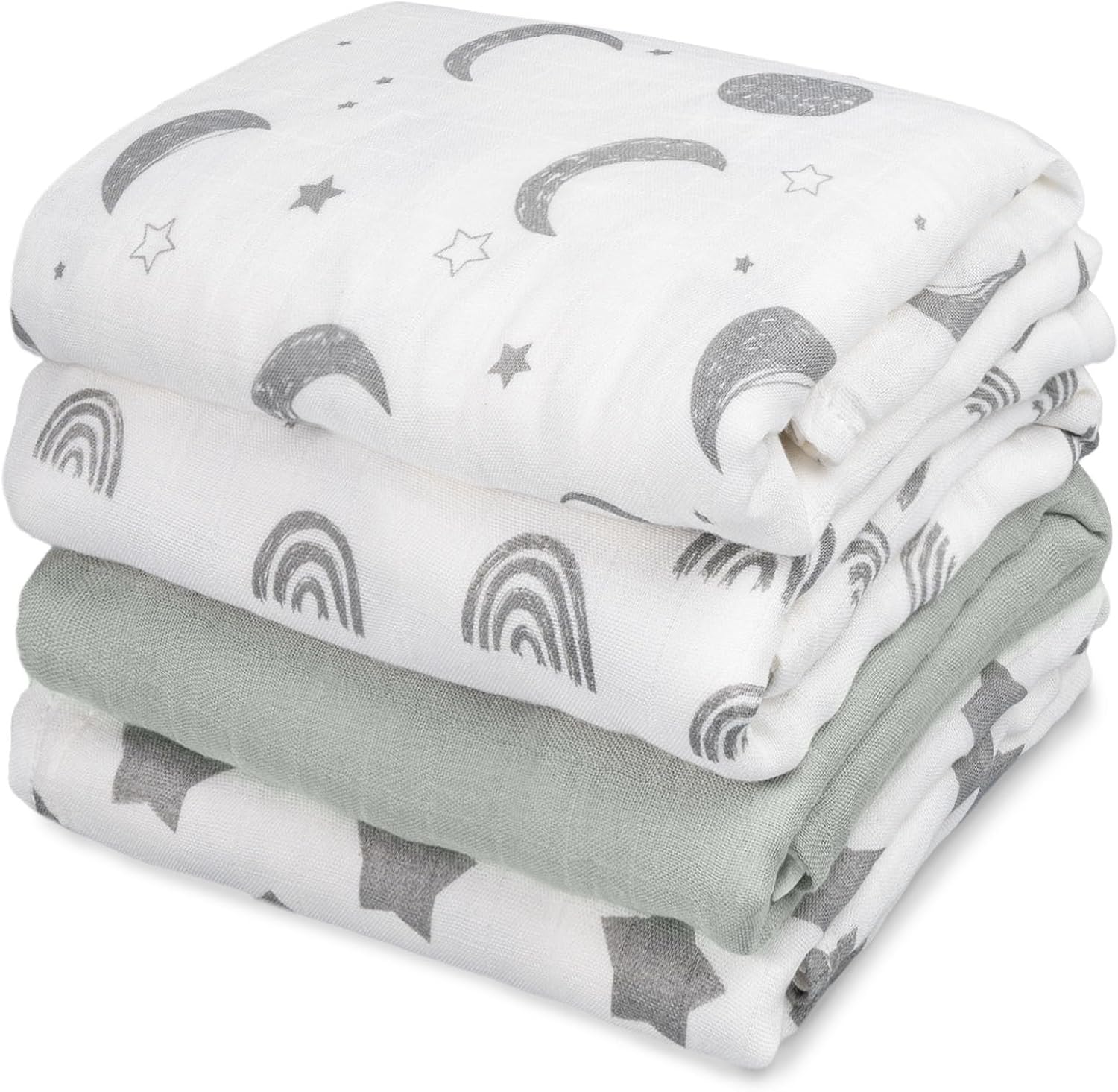 Amazon.com: GLLQUEN BABY Muslin Swaddle Blankets 4-Pack Breathable ...