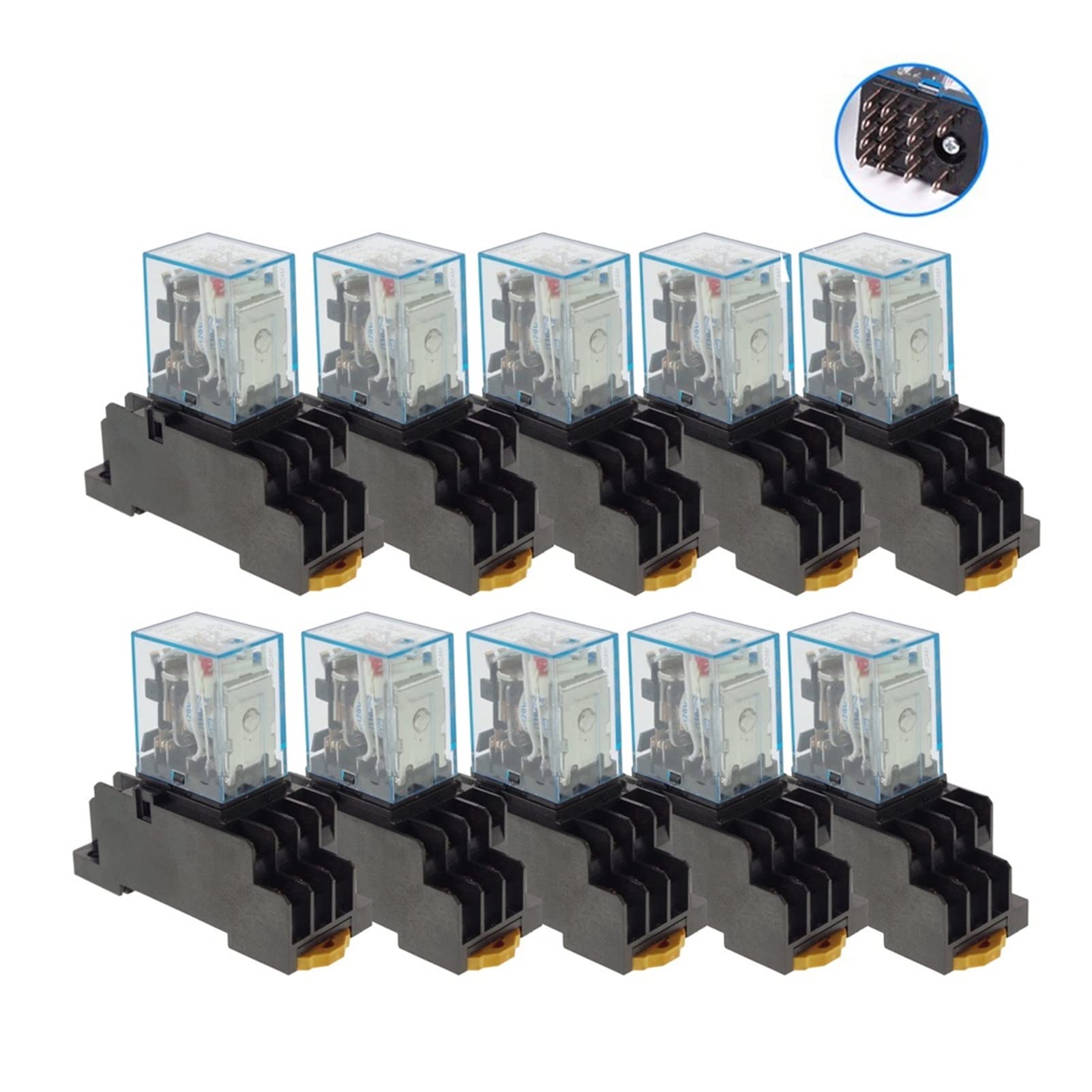 Buy Relay 10PCS MY4NJ DC/AC 12V 24V 36V 48V 110V 220V Coil 5A 4NO 4NC ...