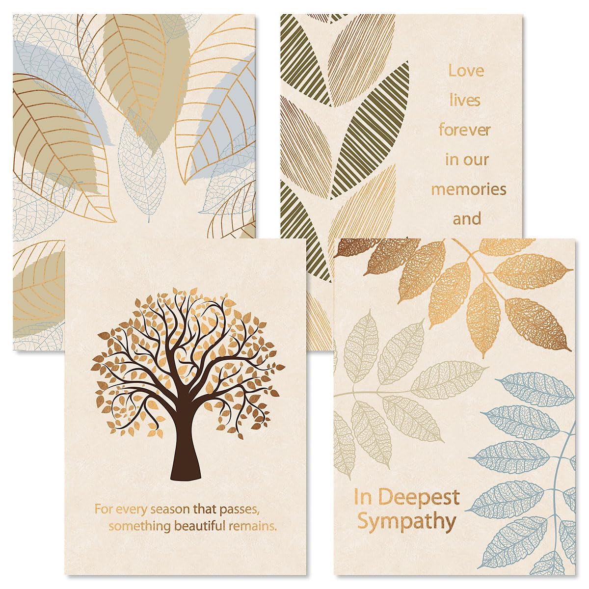 Snapklik.com : Foil Falling Leaves Sympathy Cards - Set Of 8 (4 Designs ...
