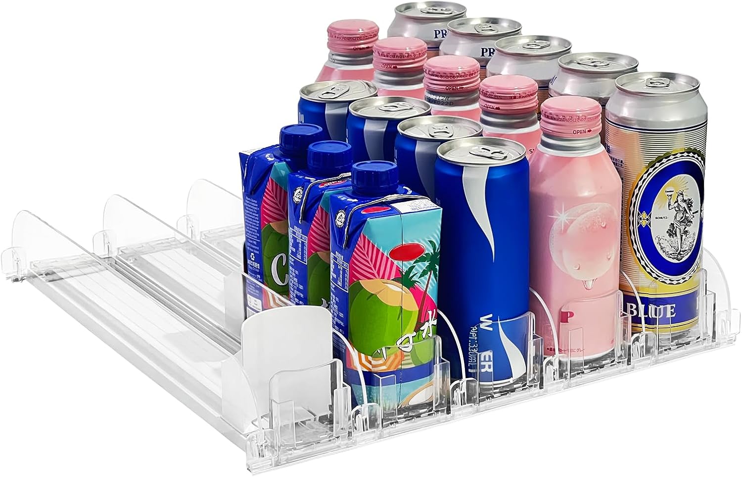 Amazon.com: Drink Organizer for Fridge, Self-Pushing, 12oz 16oz 20oz ...