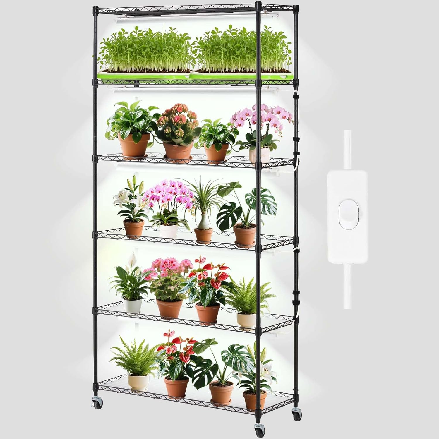 Amazon.com : VEVOR DIY Plant Stand with Grow Light, 6-Tier Large Tall ...