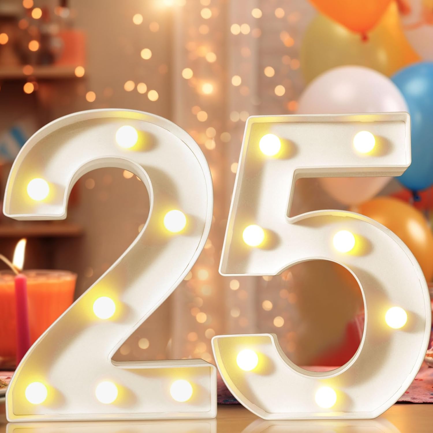 8.8" Decorative LED Light Up Numbers, Marquee Numbers Lights for 25th ...