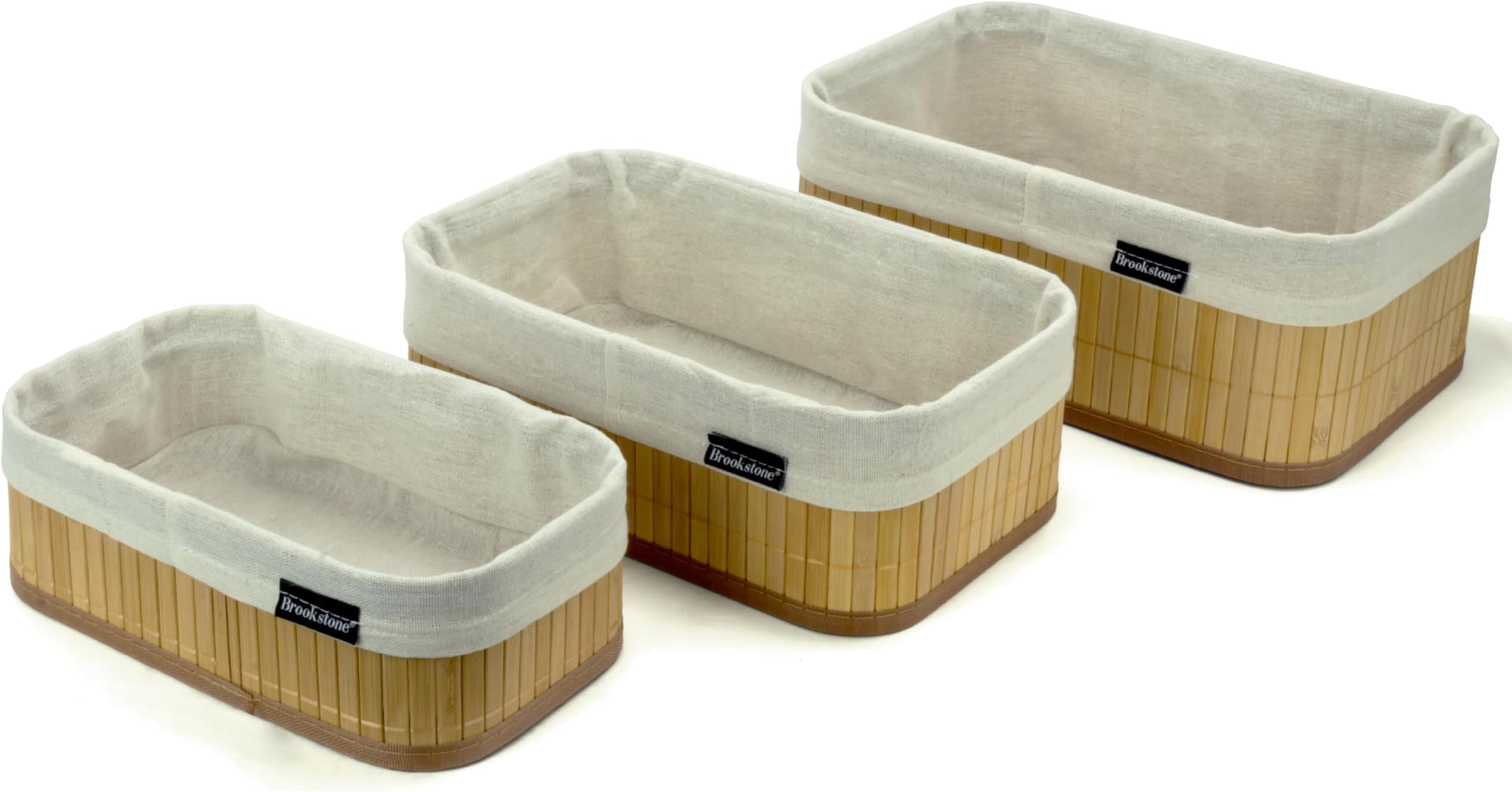 Amazon.com: BROOKSTONE [3 PIECE SET] Bamboo Storage Basket, Boho ...