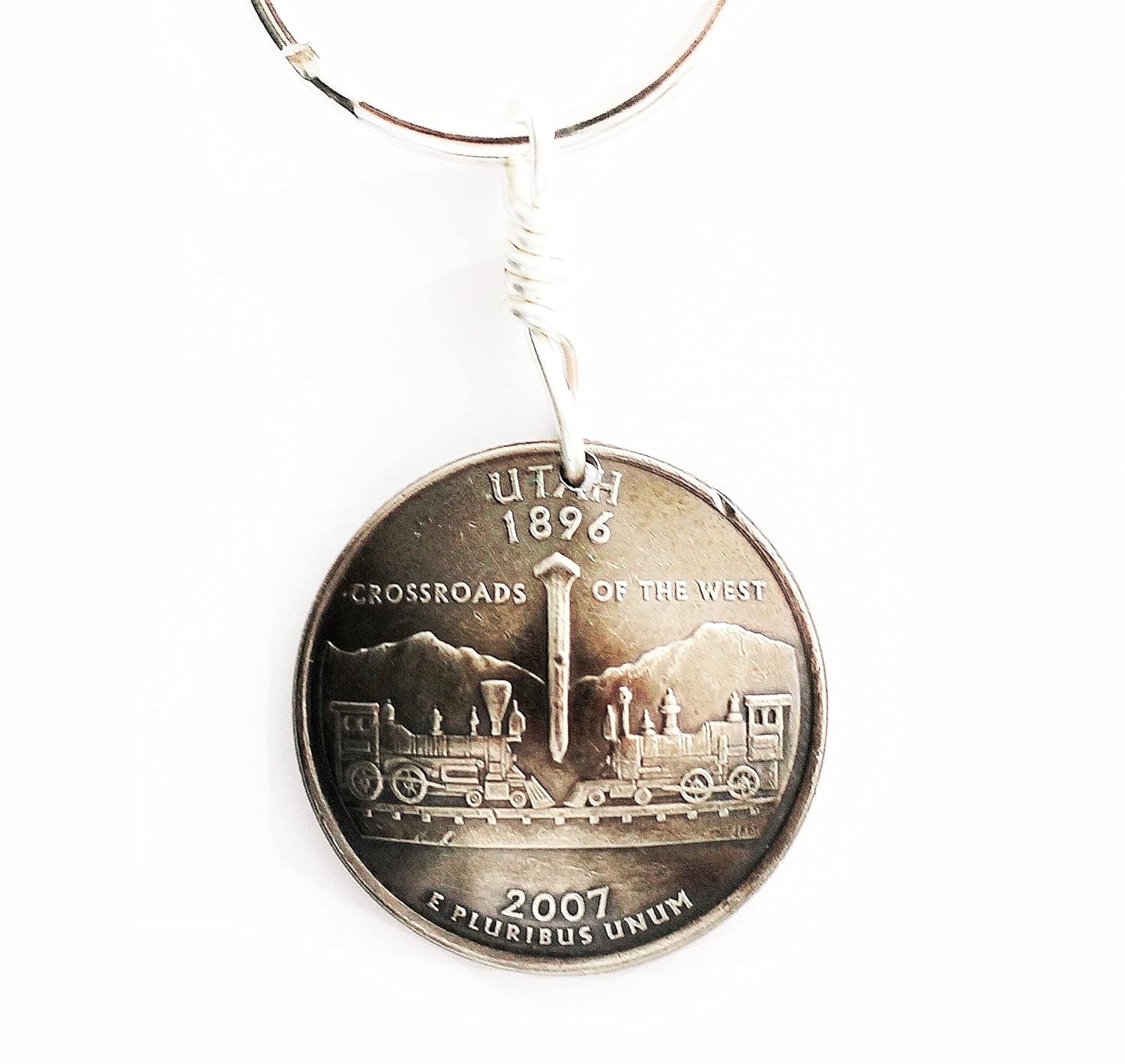 Amazon.com: Domed Coin Keychain, U.S. State Quarter, Utah, Locomotive ...