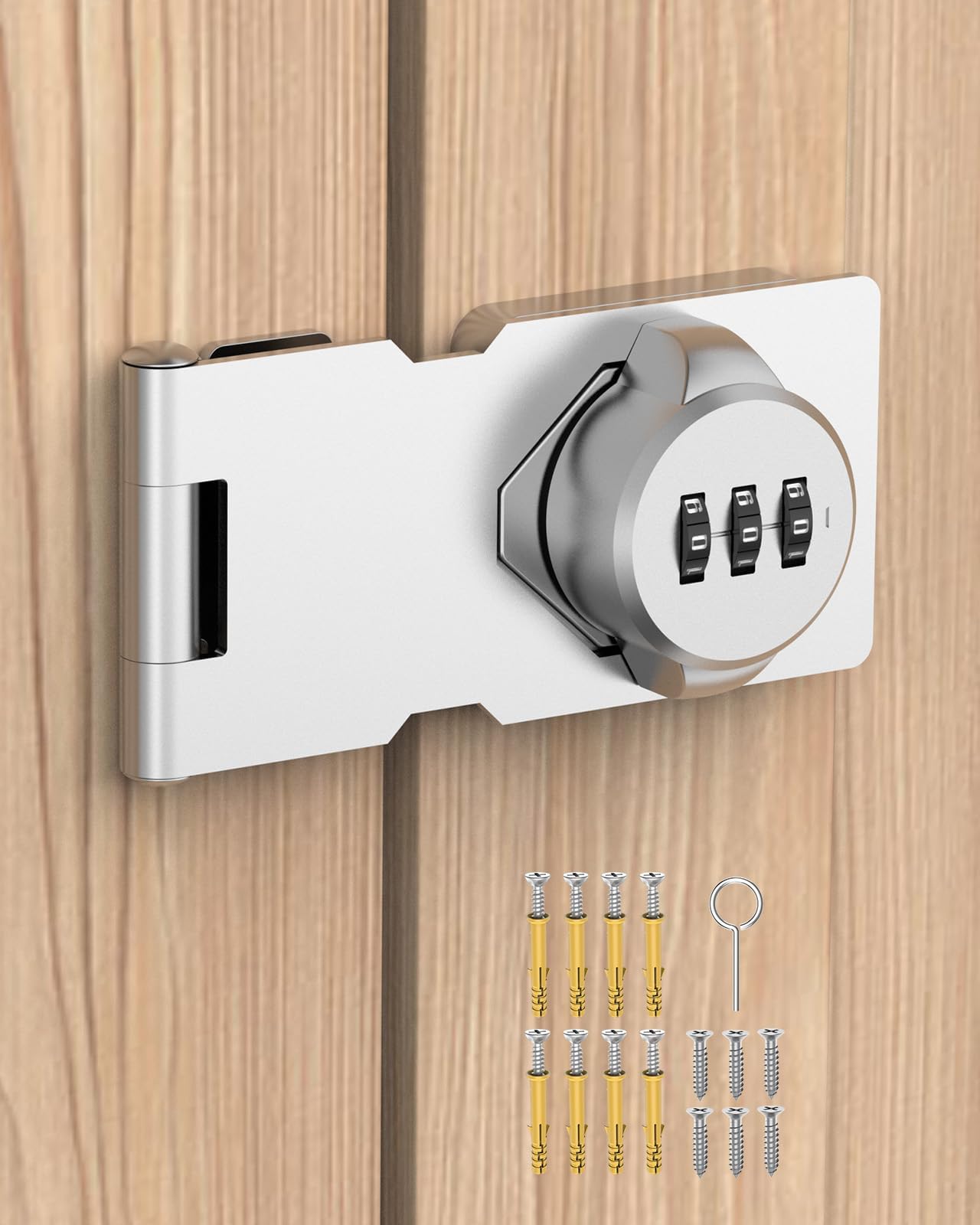 YogePote 3.5Inch Mechanical Password Rotary Hasp Latch Locks, 3-Digit ...