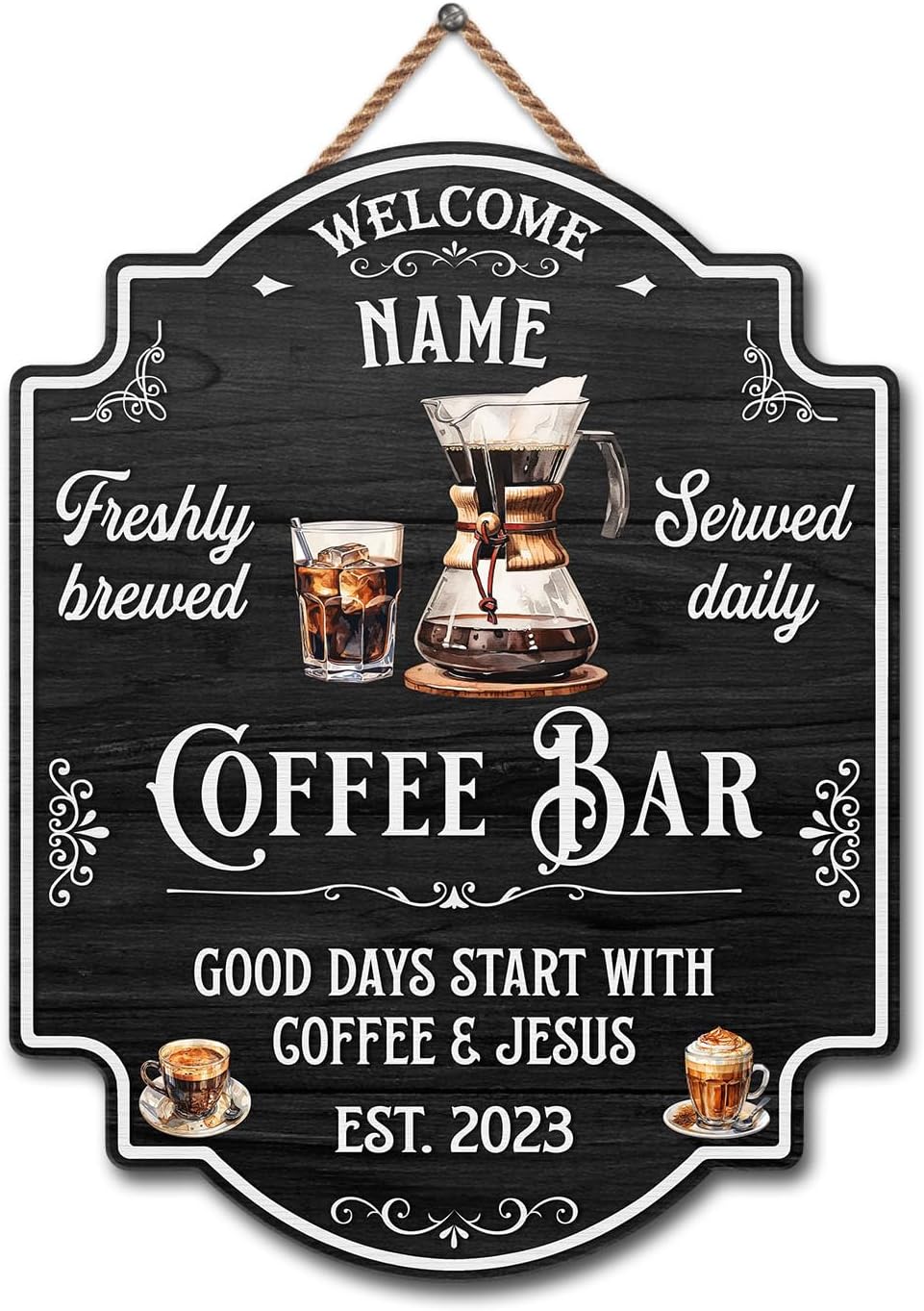 Amazon.com: WODORO Custom Coffee Bar Wood Sign, Good Days Start With ...