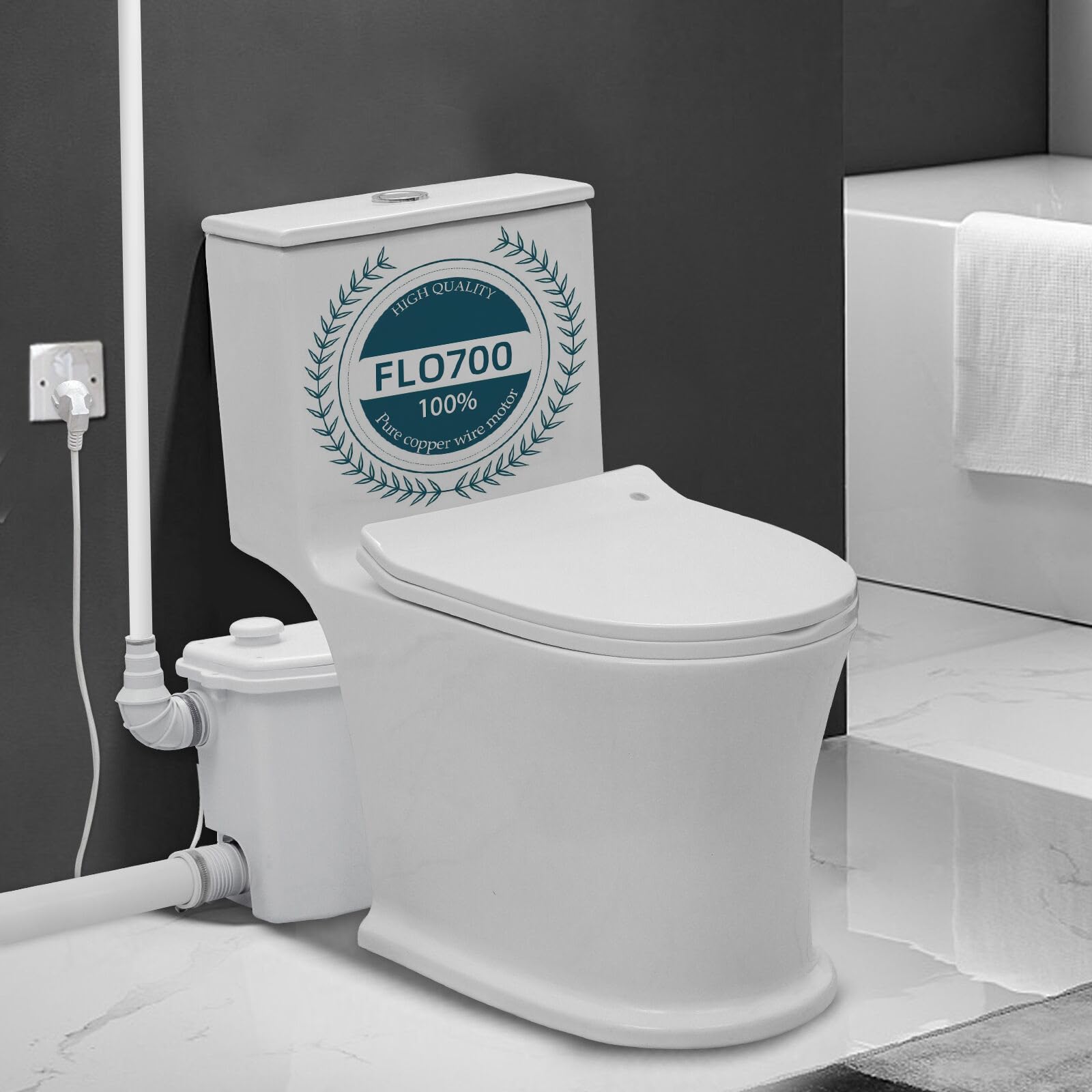Amazon.com: 700 Watt Upflush Toilet with Macerator Pump For Basement ...