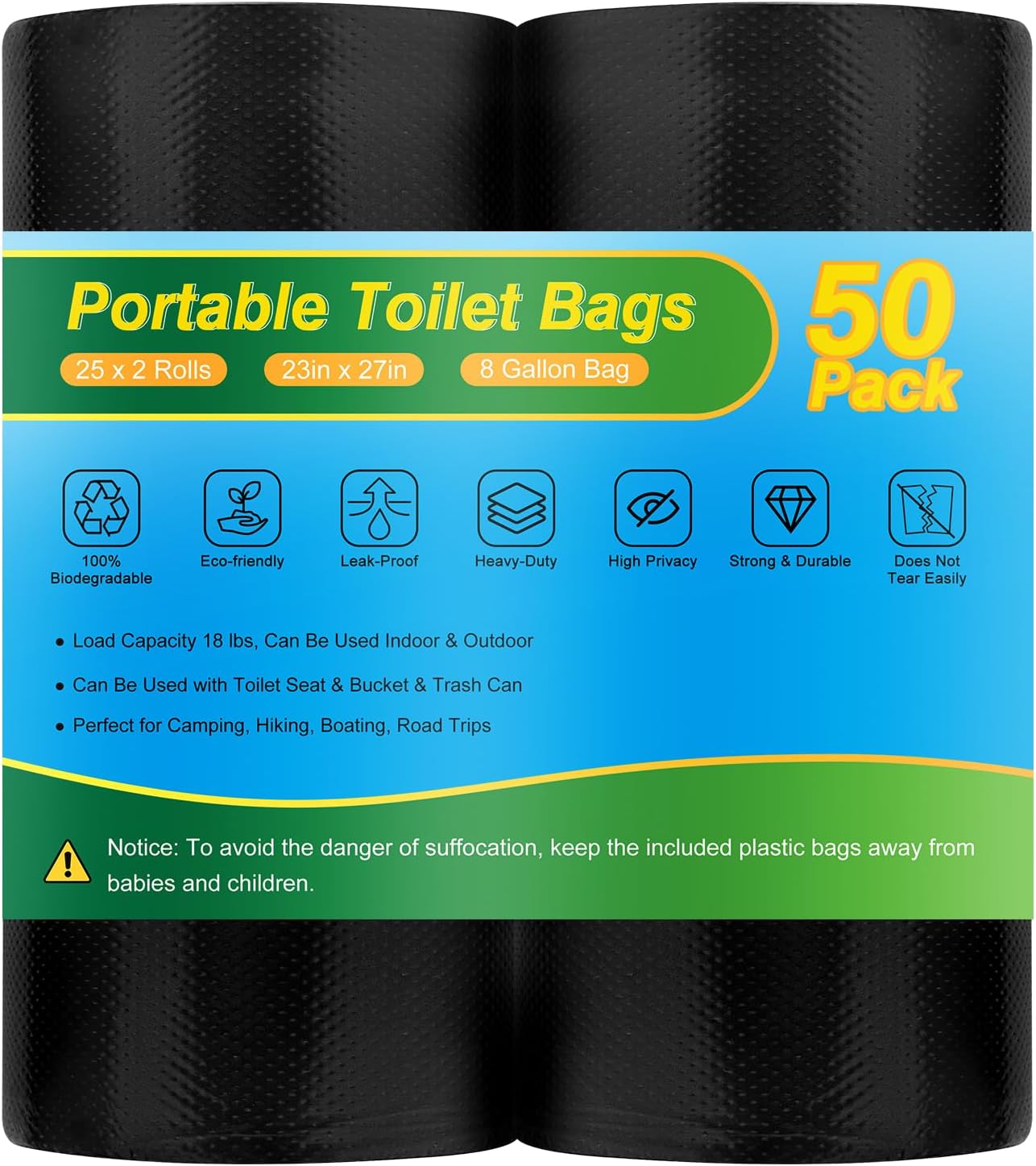 Amazon.com : Portable Toilet Bags for Camping Potty - 50 PCS Camping ...