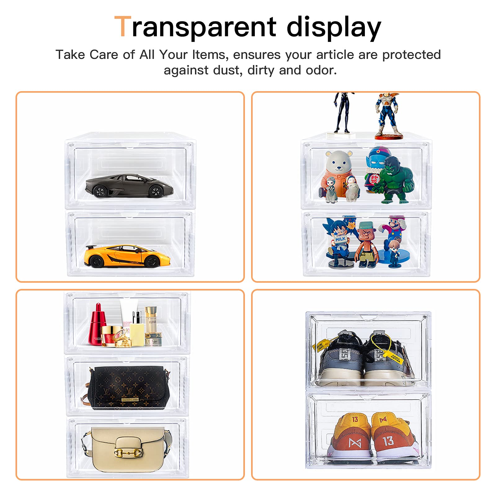 Buy Shoe Storage Boxes , Zimso Clear Plastic Stackable Shoe Organizer ...