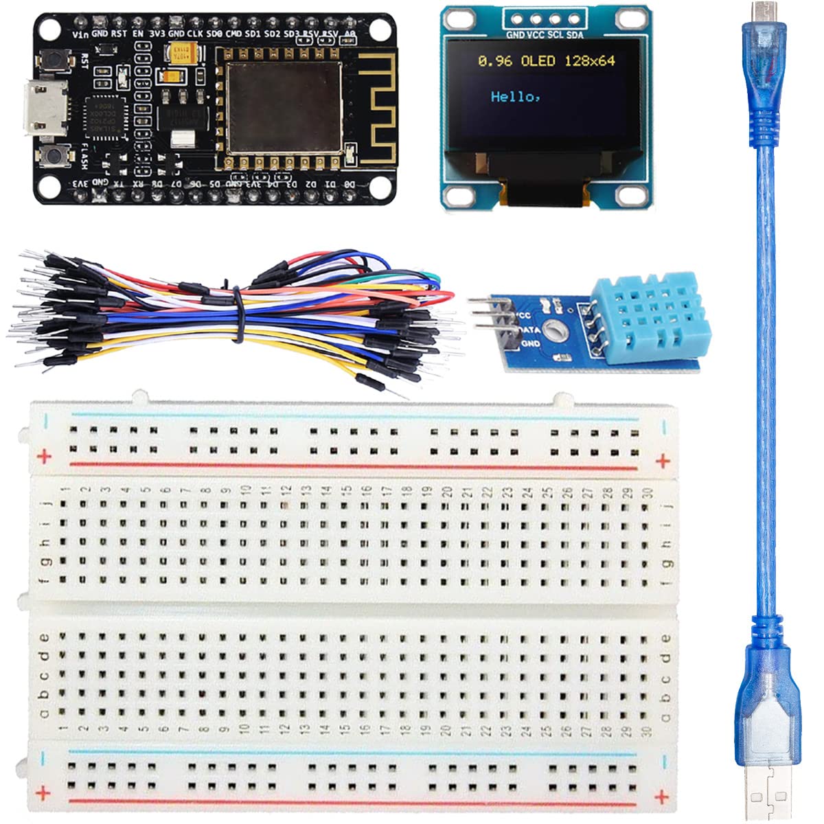 Buy DAOKAI ESP8266 Starter Kit with ESP8266 Development Board 0.96in Display Breadboard ...