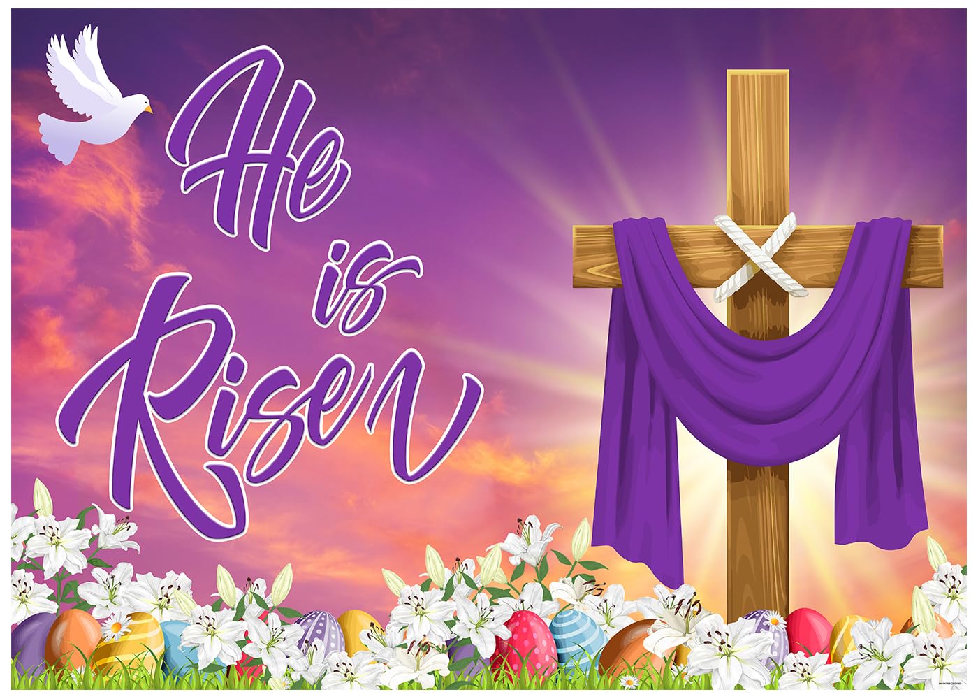 Amazon.com : Ladvis He is Risen Backdrop Easter Jesus Banner Spring ...