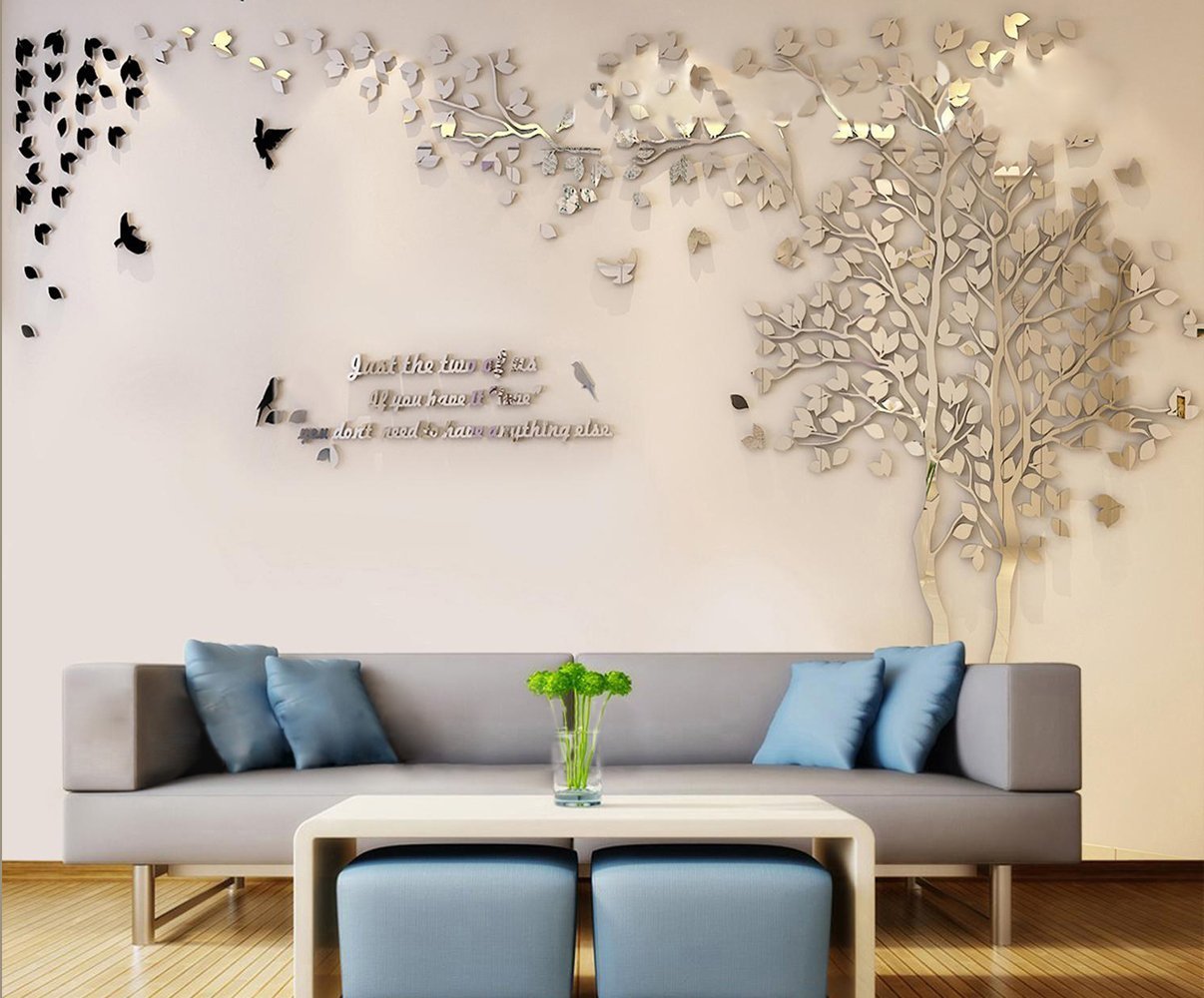 3D Wall Stickers - DIY Tree and Birds Wall Decals Family Couple Tree ...