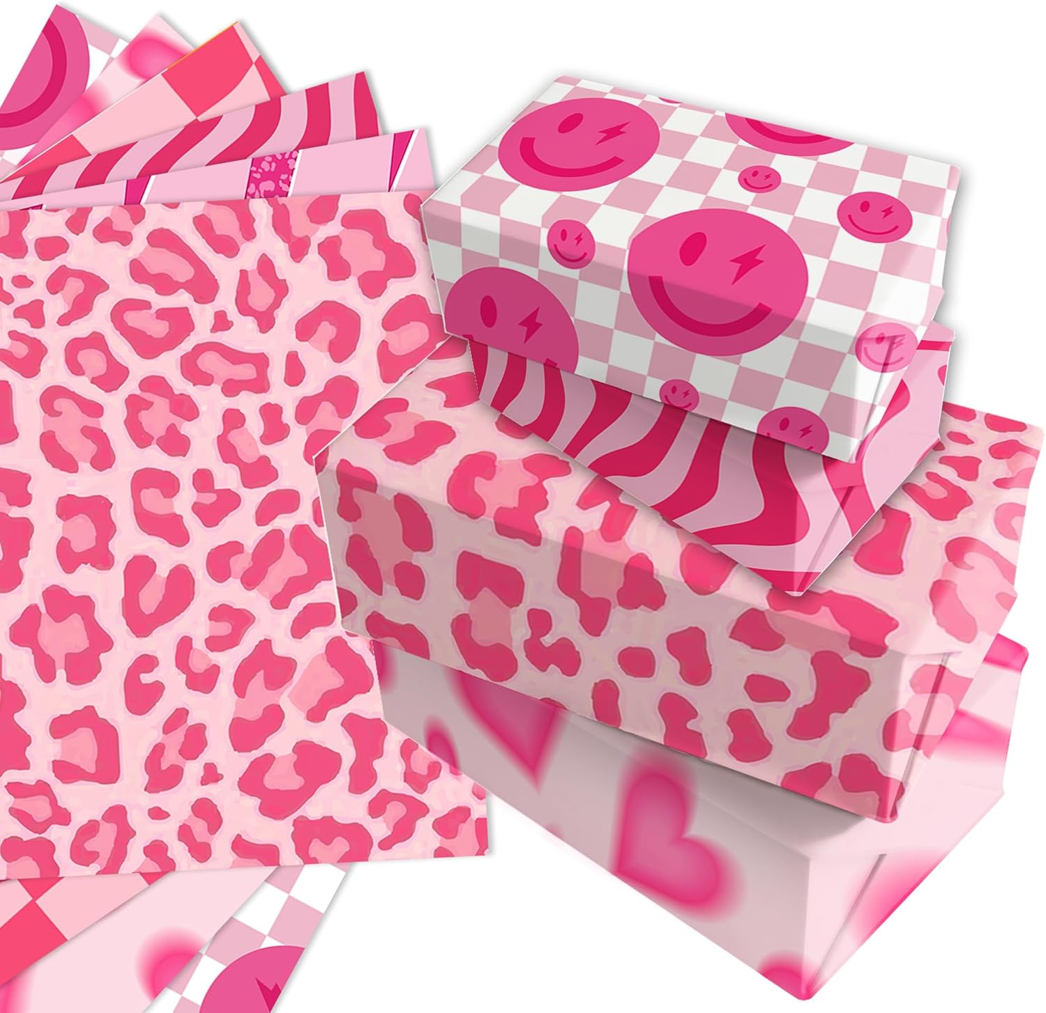 Amazon.com: Lide Road Preppy Wrapping Paper Set, 12 Sheets Preppy Pink ...