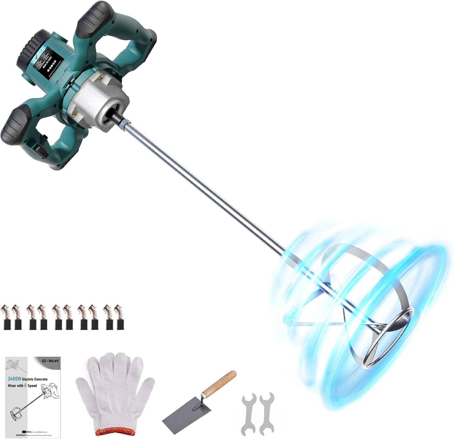 Amazon.com: Concrete Cement Electric Mixer Machine 2400W with 6 ...