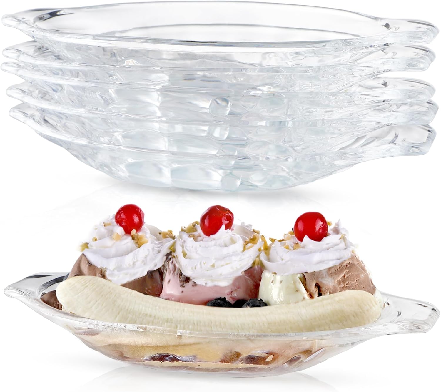 Amazon.com: MOLIGOU 6 Pcs Banana Split Boat Dishes, 7.4 oz Ice Cream ...