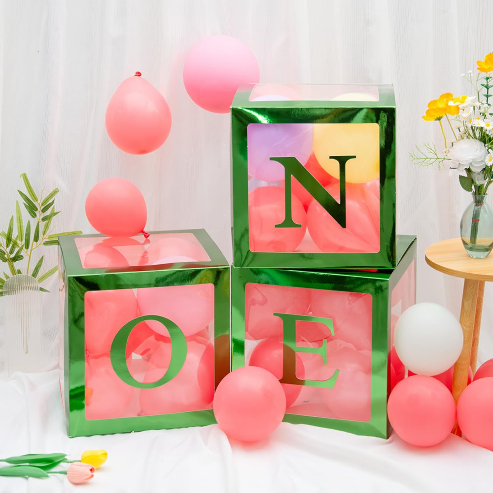 Amazon.com: Green One Boxes for 1st Birthday, One Balloon Box With 20 ...