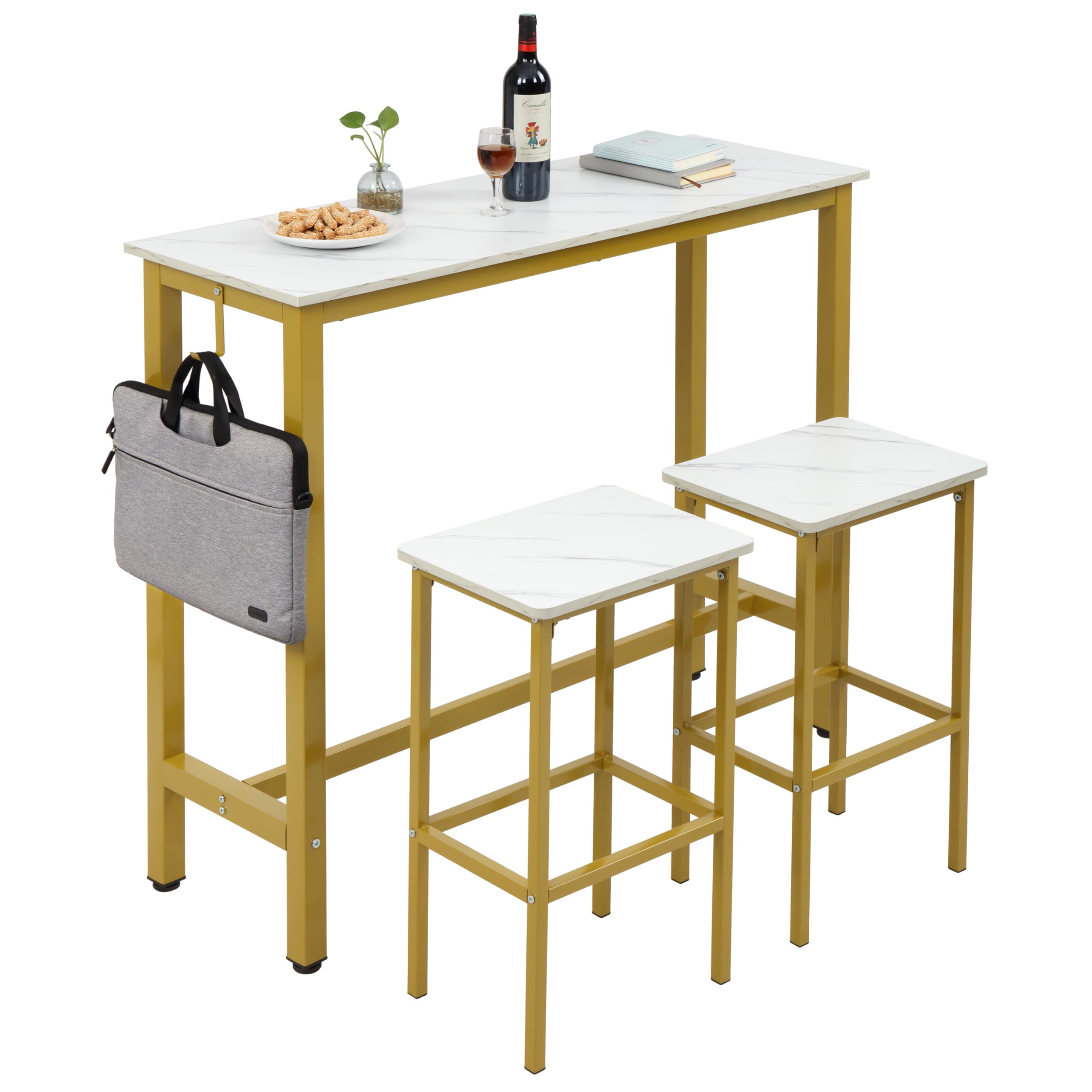 Amazon.com: Finnhomy Bar Table Set, 47" Pub Table High Top Table ...